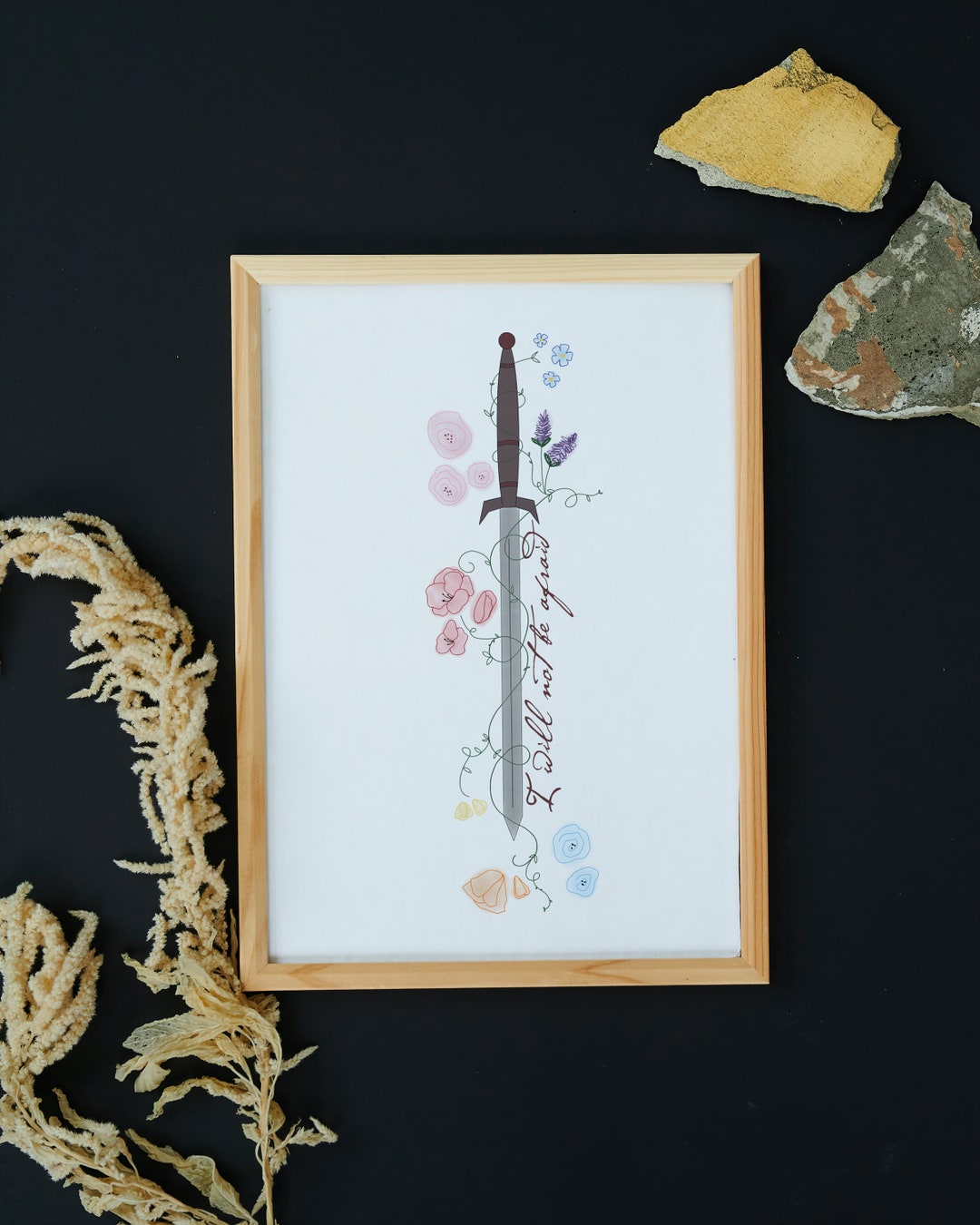 Sword & Flowers Art, Digital Art for Print, I Will Not Be Afraid ...