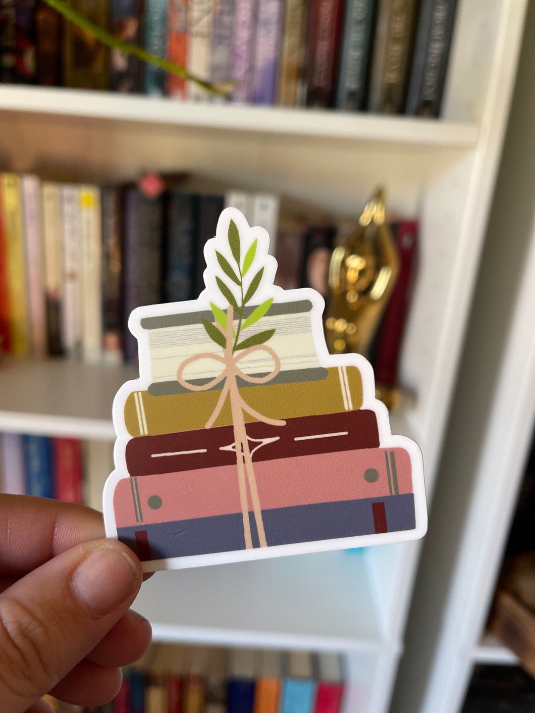 Stack of Books Vinyl Sticker, Cottagecore Book Sticker, Sticker for ...