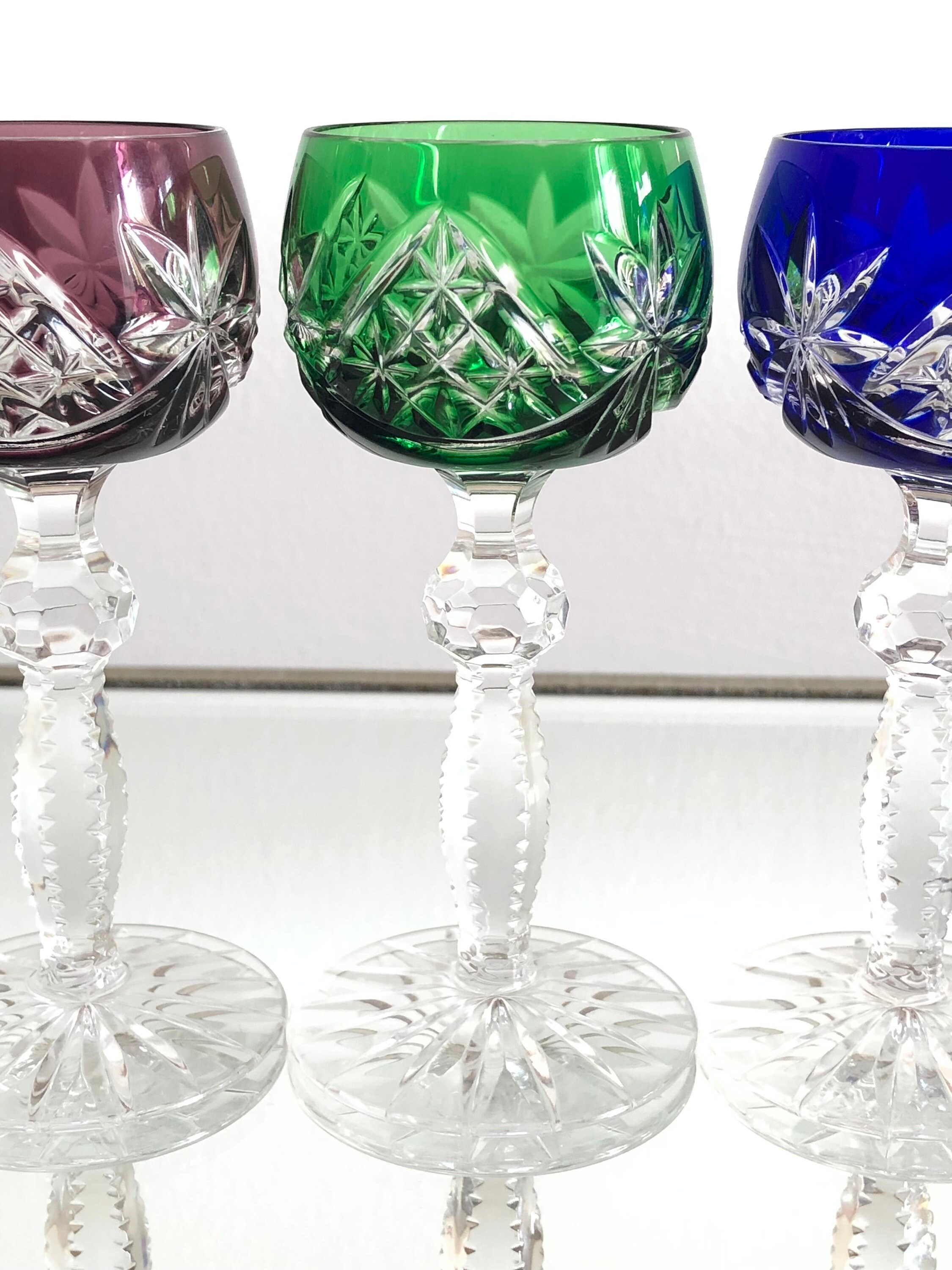 Crystal Cut Coloured Liquor Glasses - Etsy