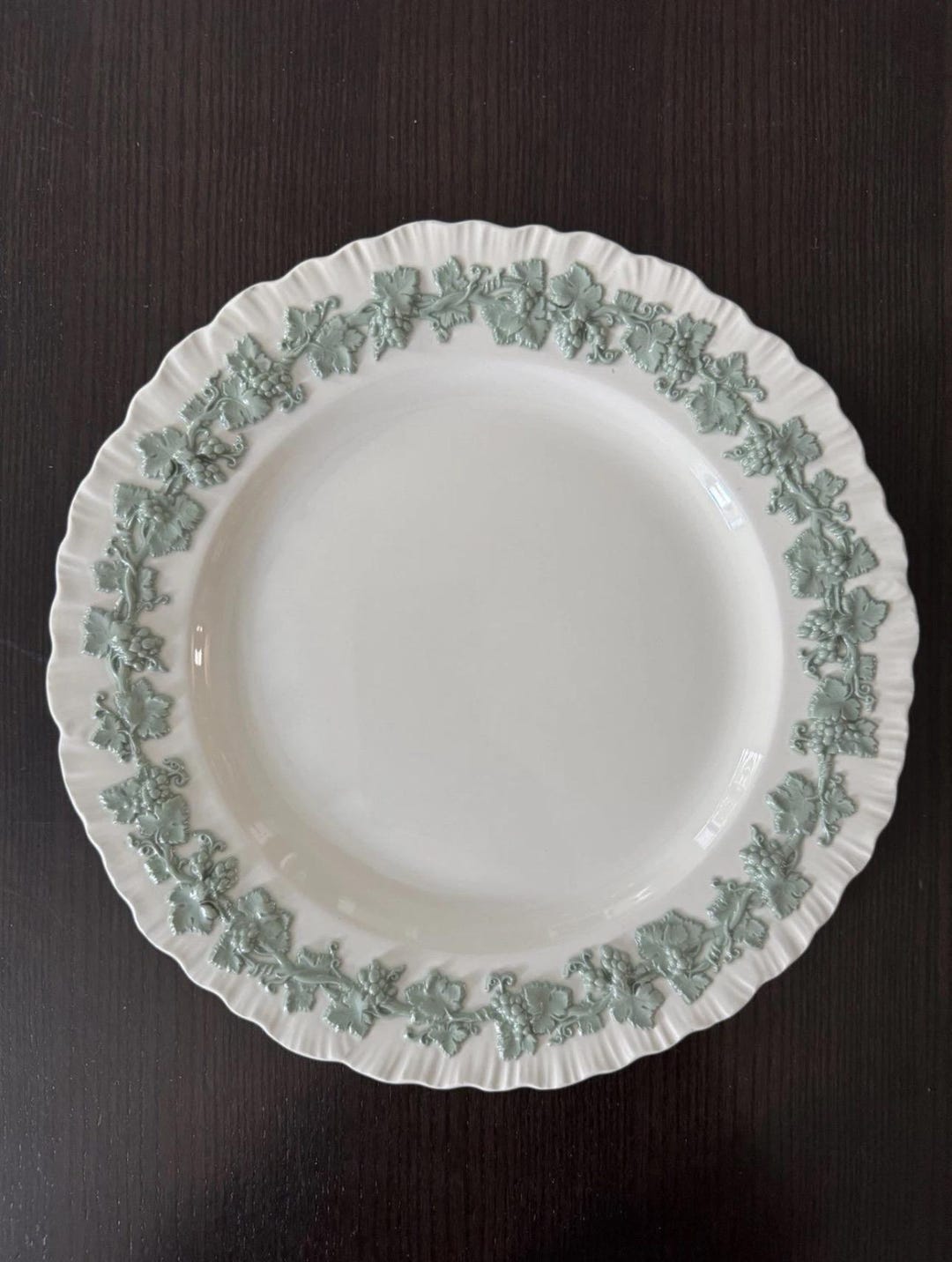 Wedgwood Queensware Embossed Celadon Green on Cream Dinner Plate - Etsy