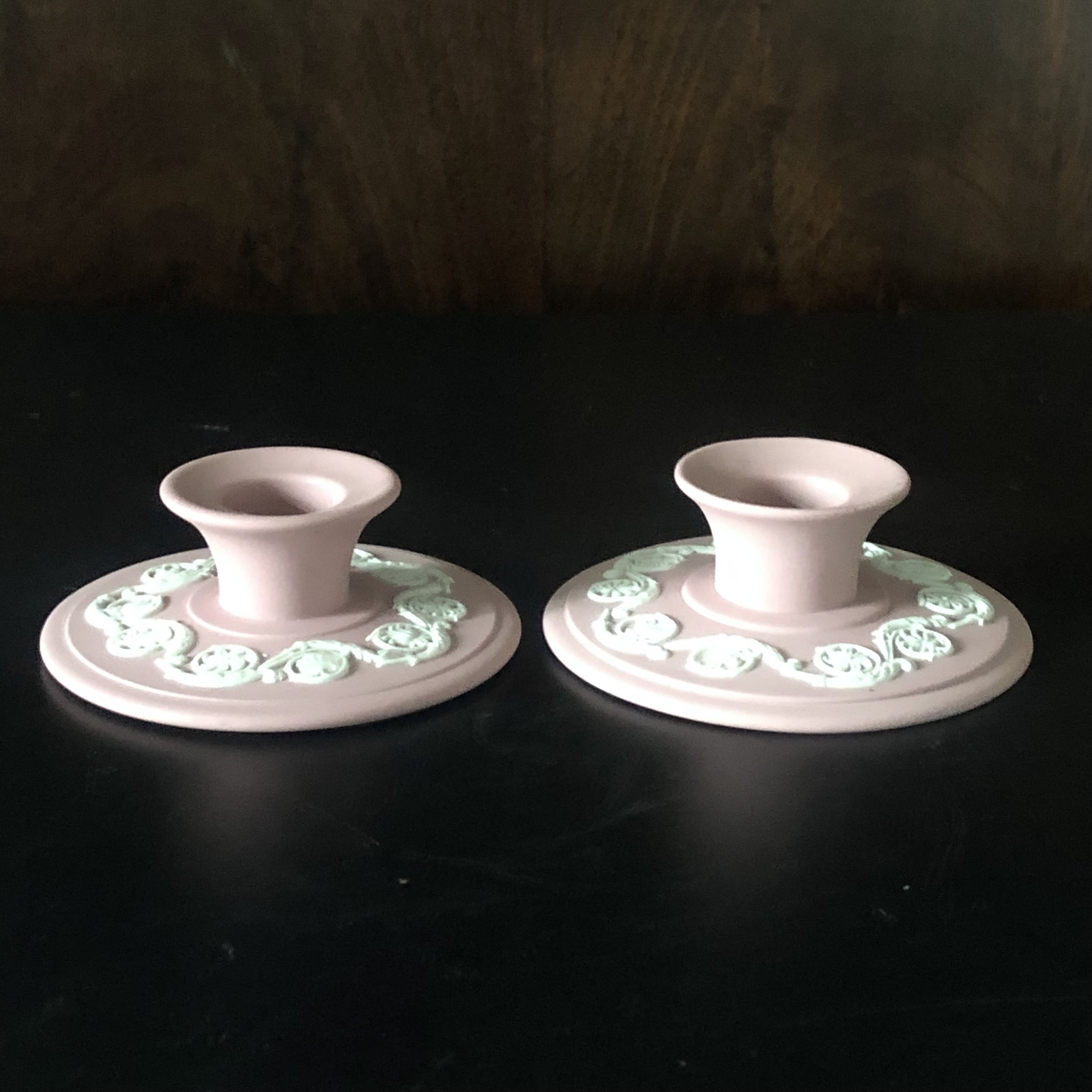 Wedgwood Jasperware Pink Candleholders - Etsy