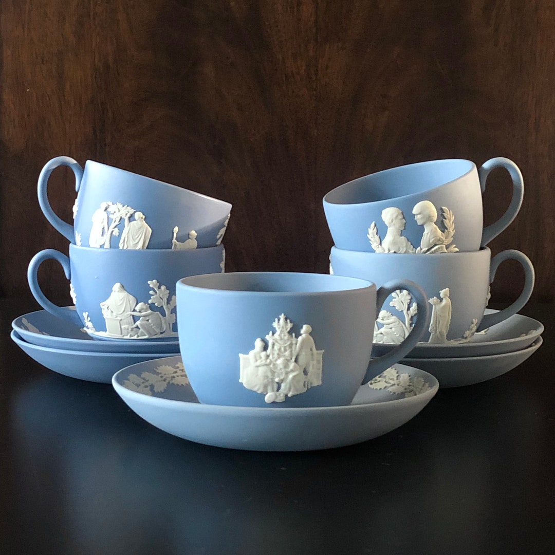 Wedgwood Jasperware Blue Tea Cup and Saucer - Etsy