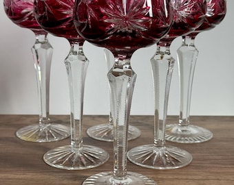 Vintage Ruby Red Crystal Wine Stemware, Glasses - Etsy