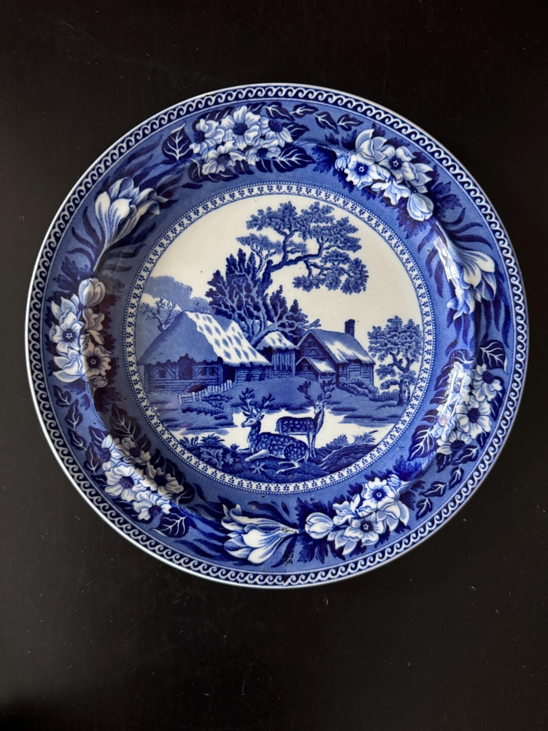 Wedgwood Fallow Deer Blue and White Antique Plate - Etsy