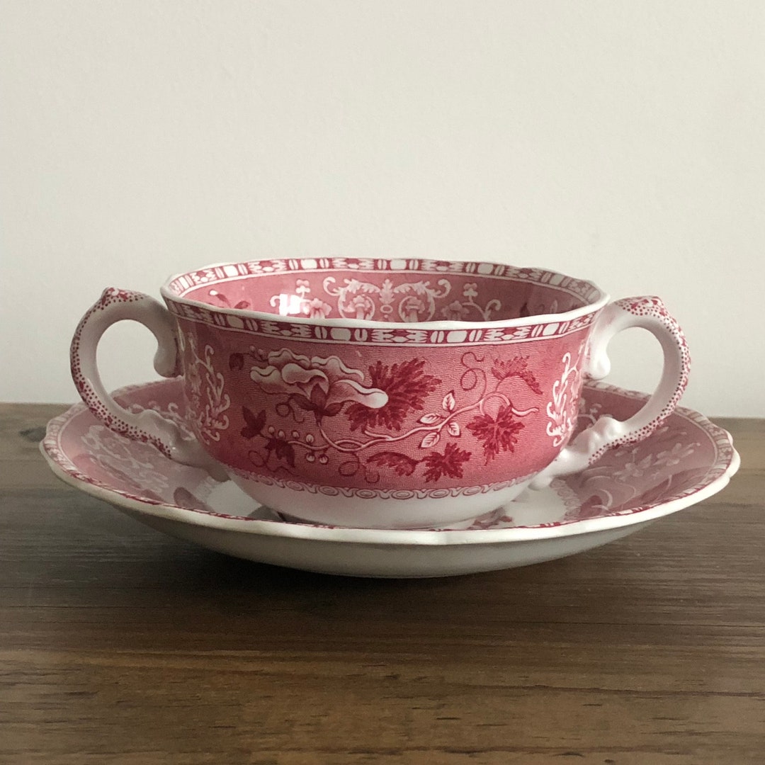 Spode Camilla Pink Soup Bowl and Saucer - Etsy