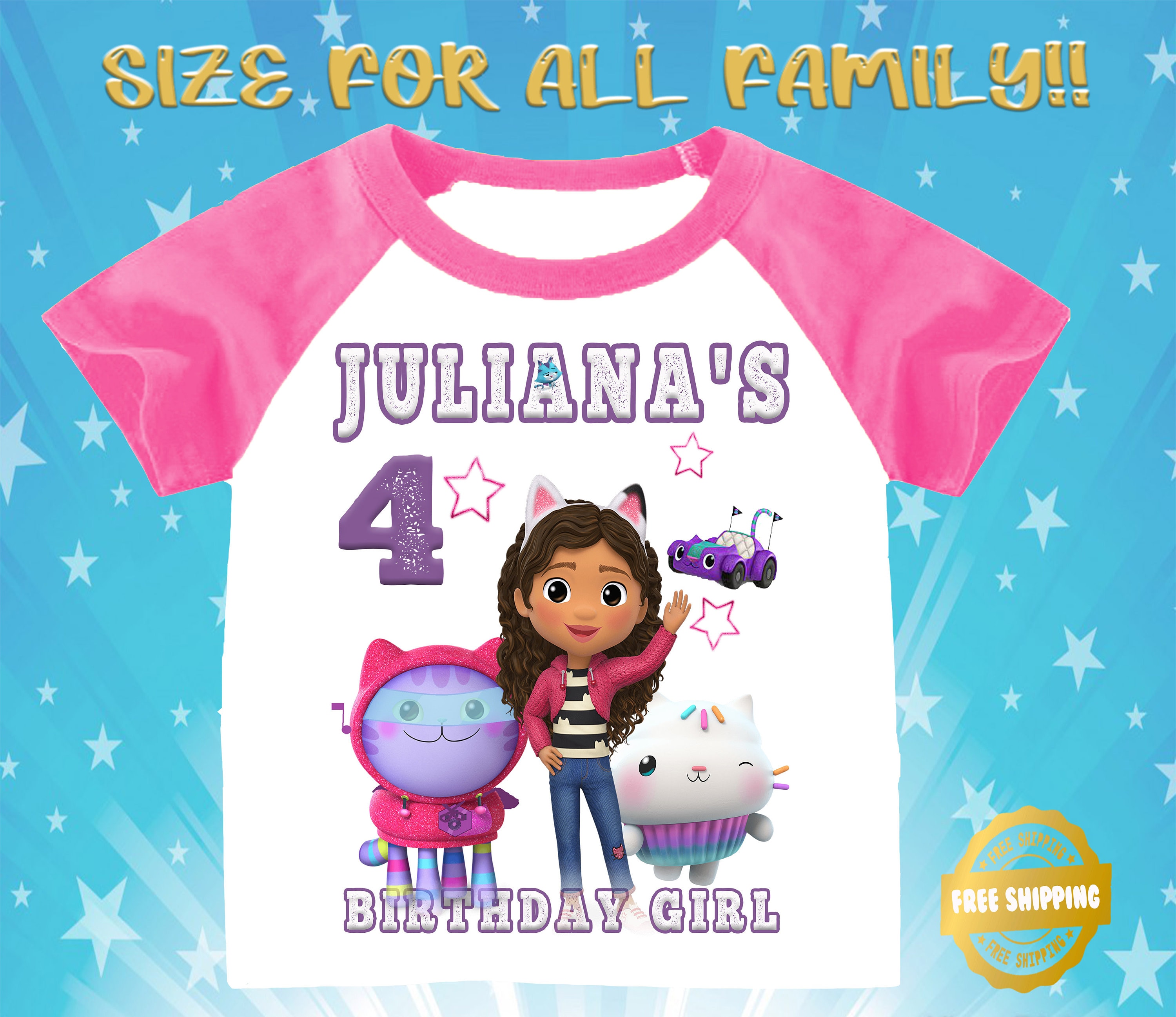 Inspired Gabby's Dollhouse Birthday Girl Custom Gift Party Unisex Kids ...