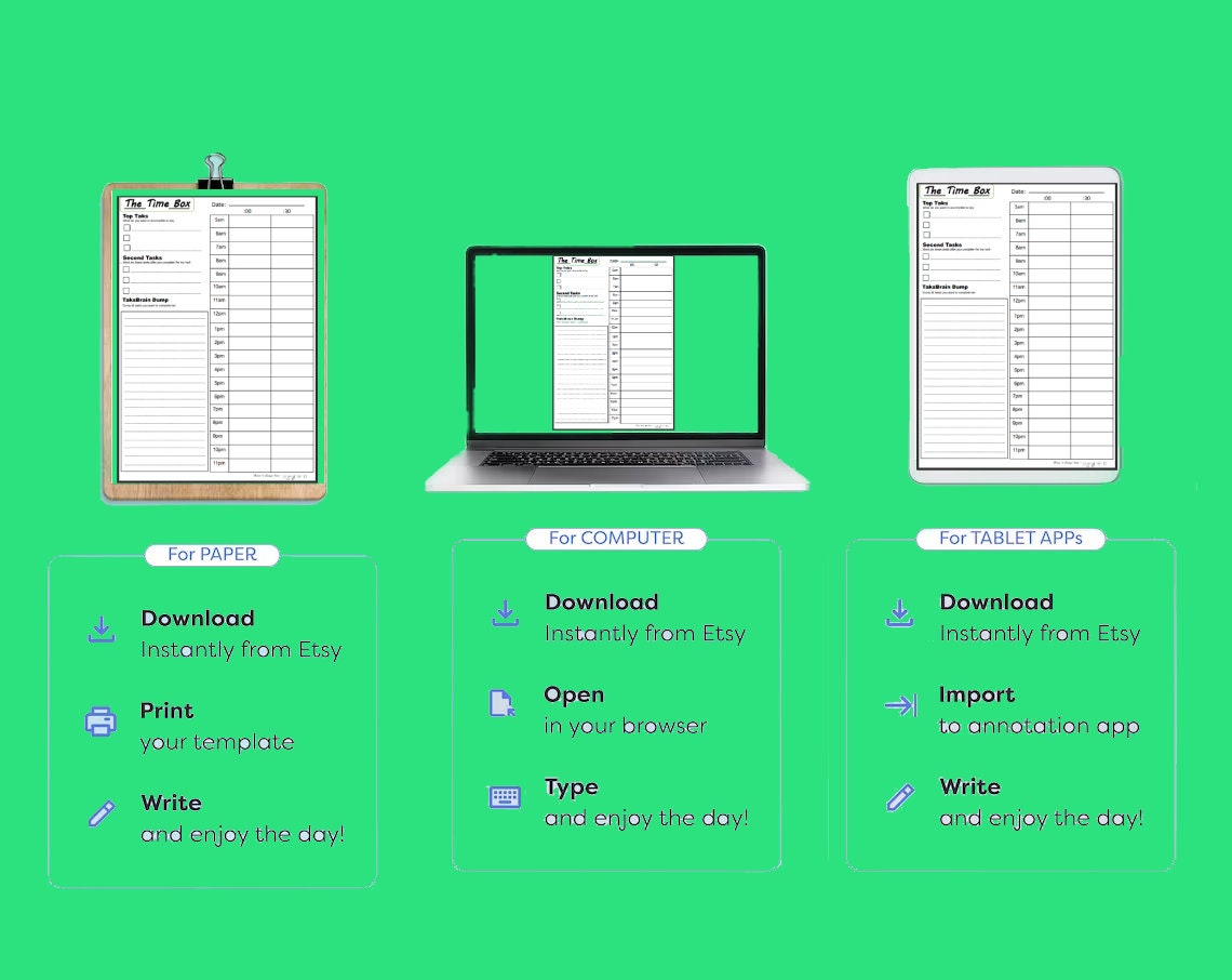 Timebox Daily Planner | Printable Planner| iPad Planner Time Block ...
