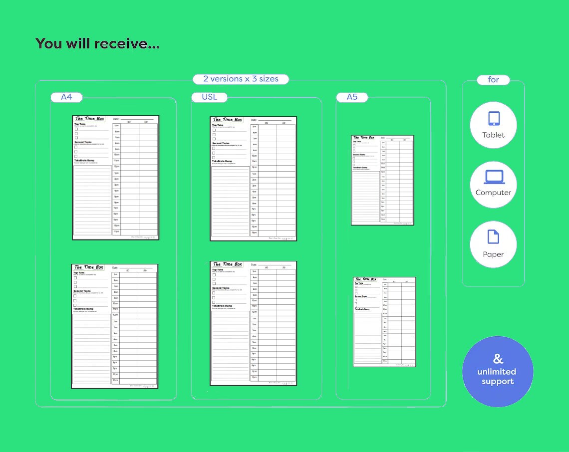 Timebox Daily Planner | Printable Planner| iPad Planner Time Block ...