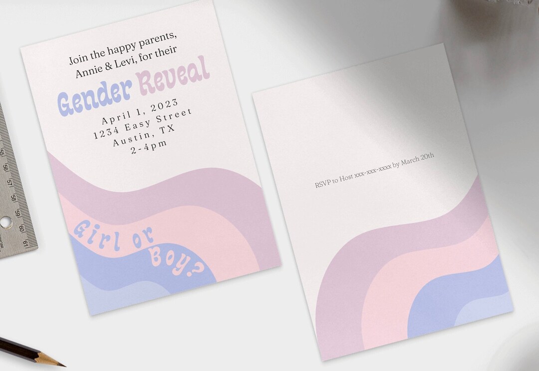 Retro Gender Reveal Invitation - Etsy