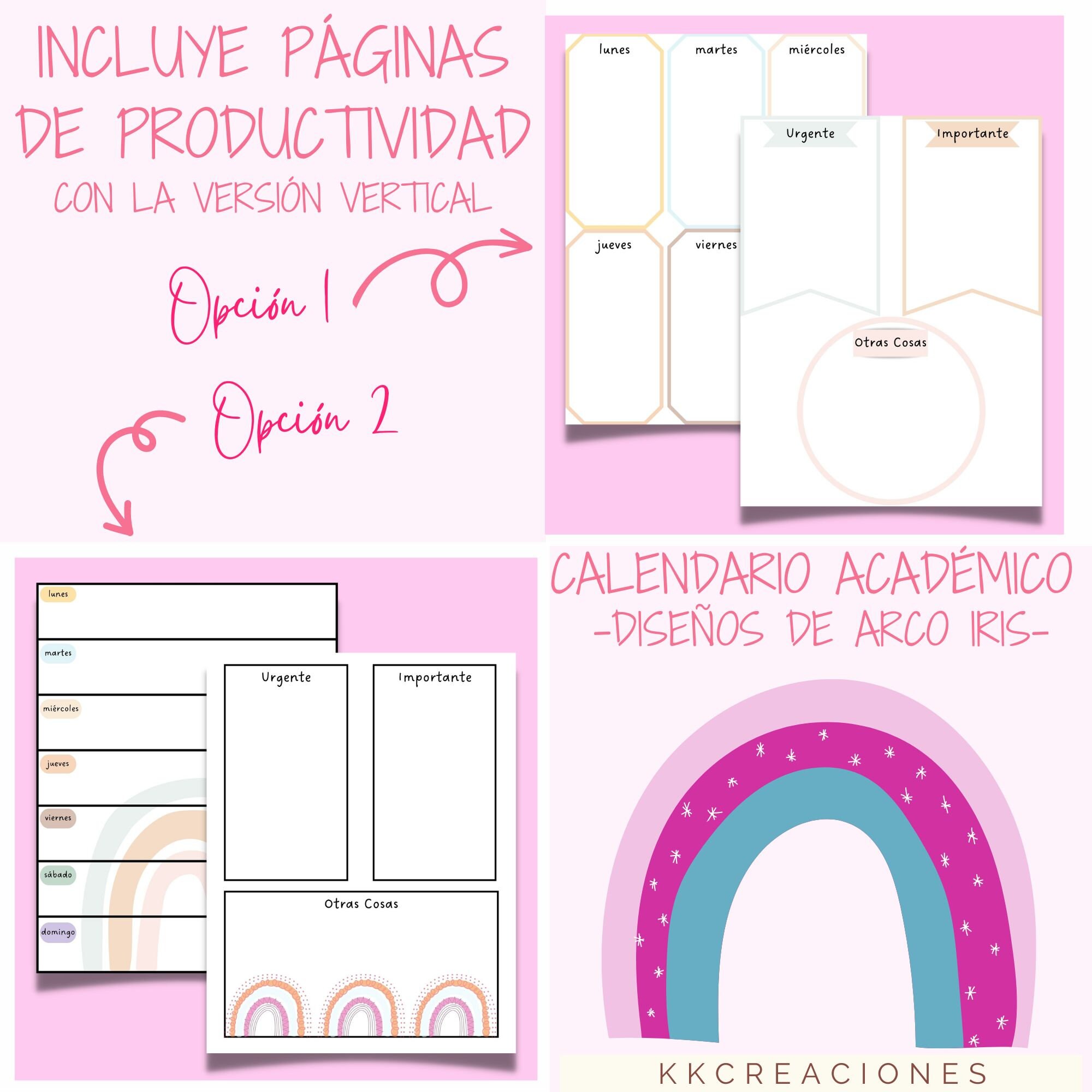 2023-2024 Spanish Printable Academic Calendar W/ Rainbows Calendario ...