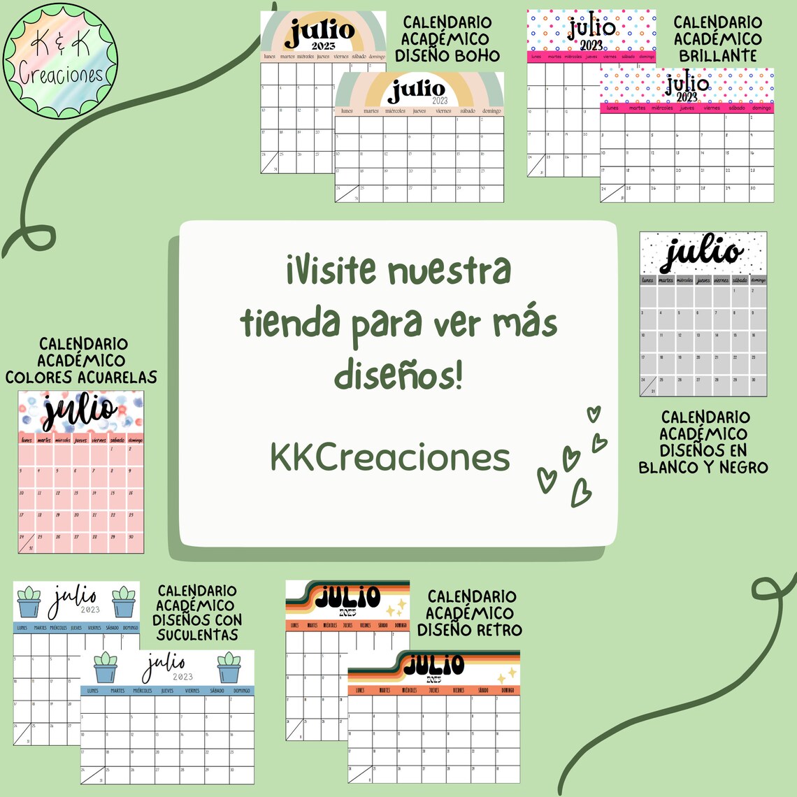 2023-2024 Spanish Academic Printable Calendar W/ Succulent Design ...