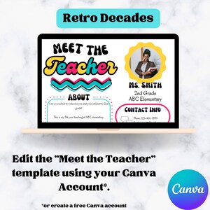 Retro Meet the Teacher Canva Template | Back to School | Retro Decades ...