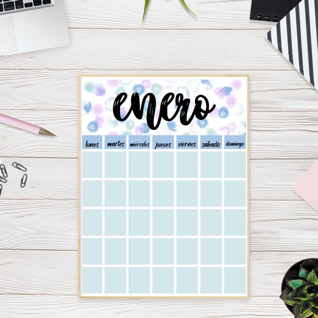 Spanish Watercolor Calendar - Printable - Etsy