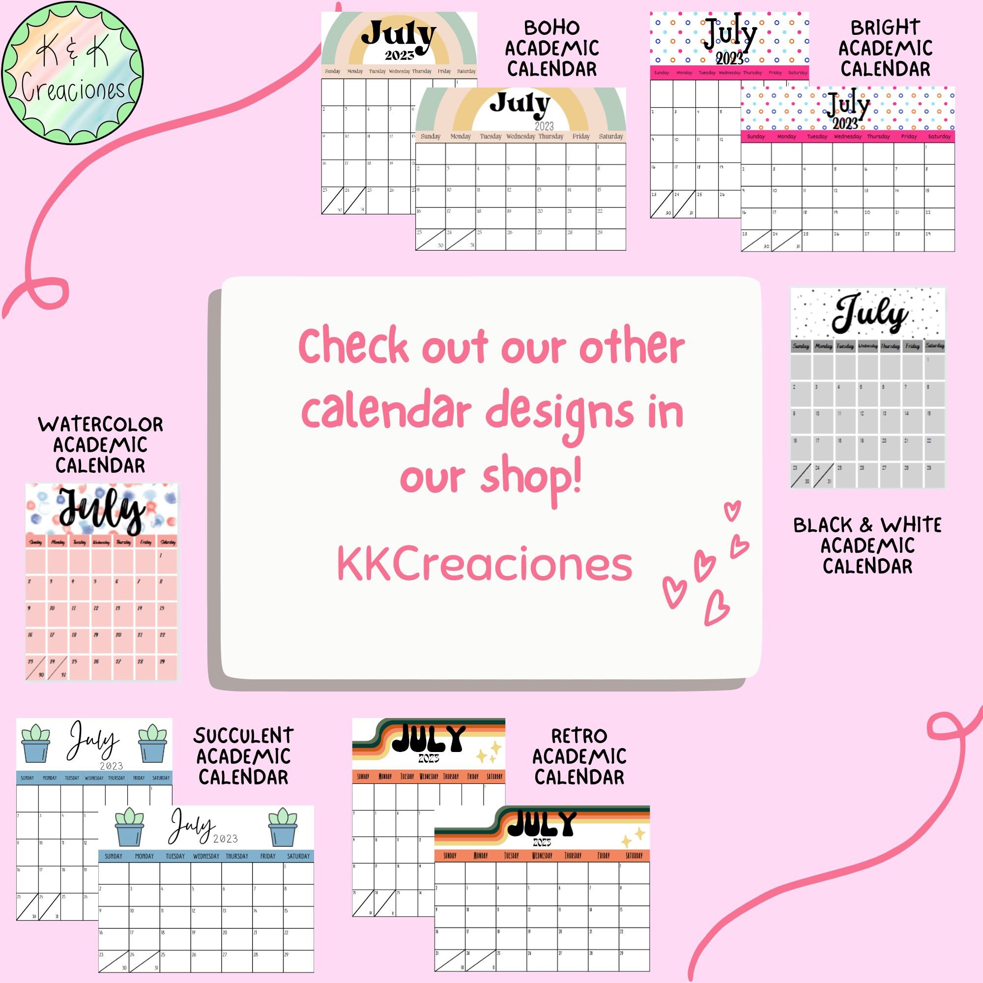 2023-2024 Spanish Printable Calendar With Watercolor Design updated ...