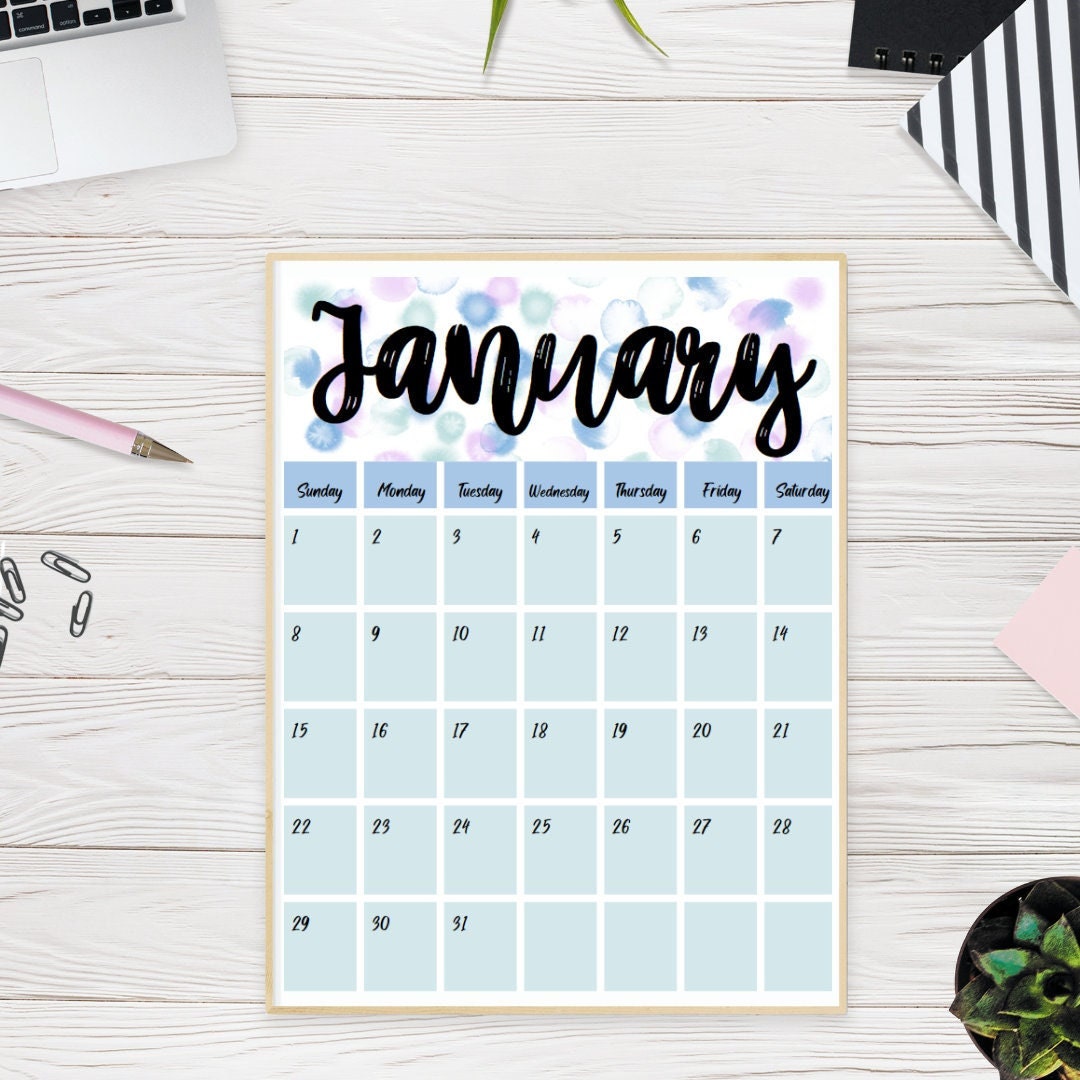 2023 Watercolor Printable Calendar - English - Etsy