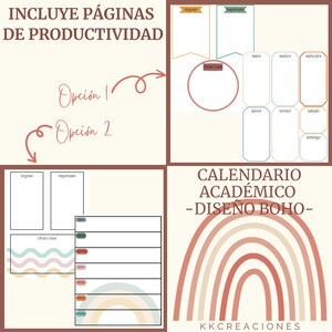 2023-2024 Spanish Academic Printable Calendar With Boho Design ...