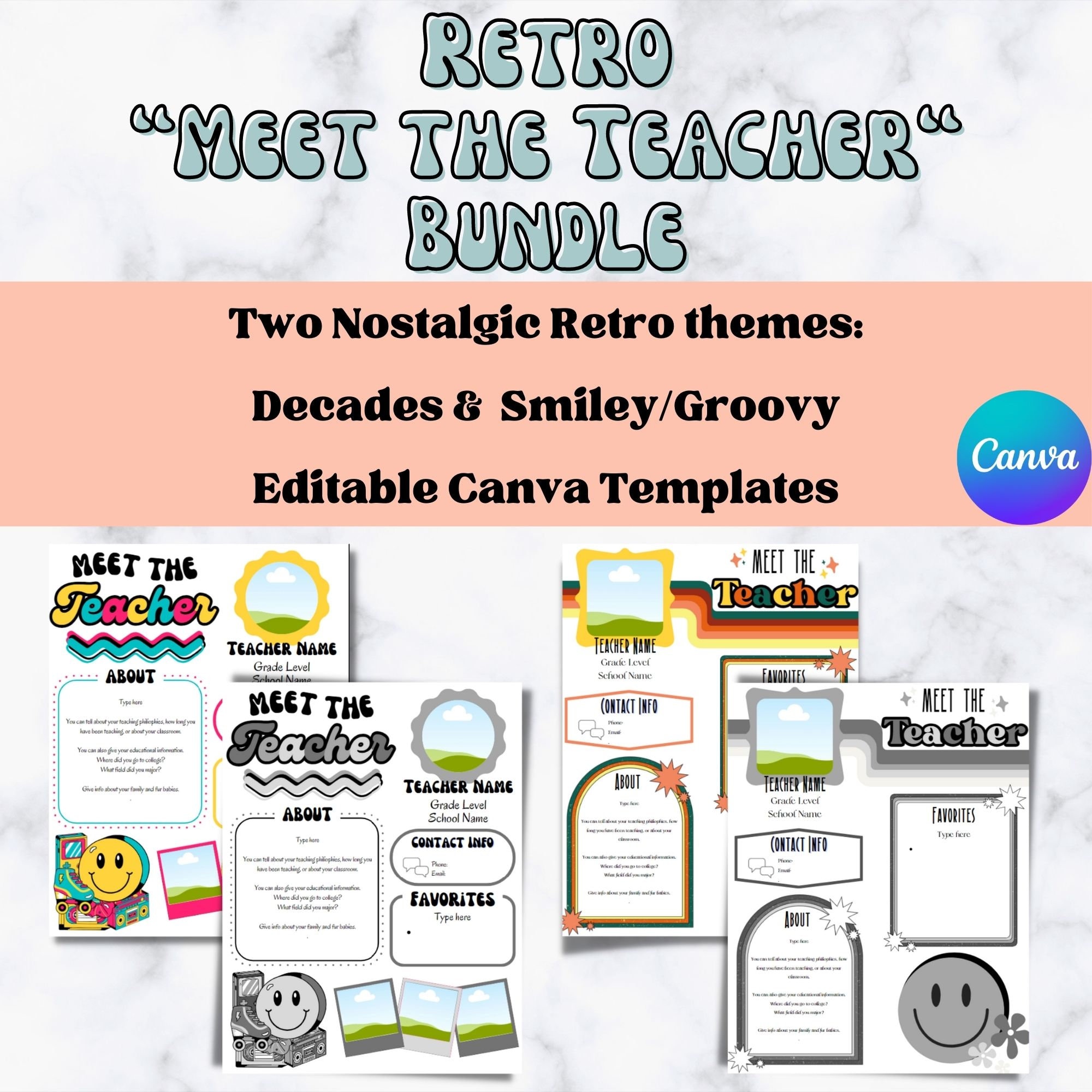Retro Meet the Teacher Canva Template | Back to School | Retro Decades ...