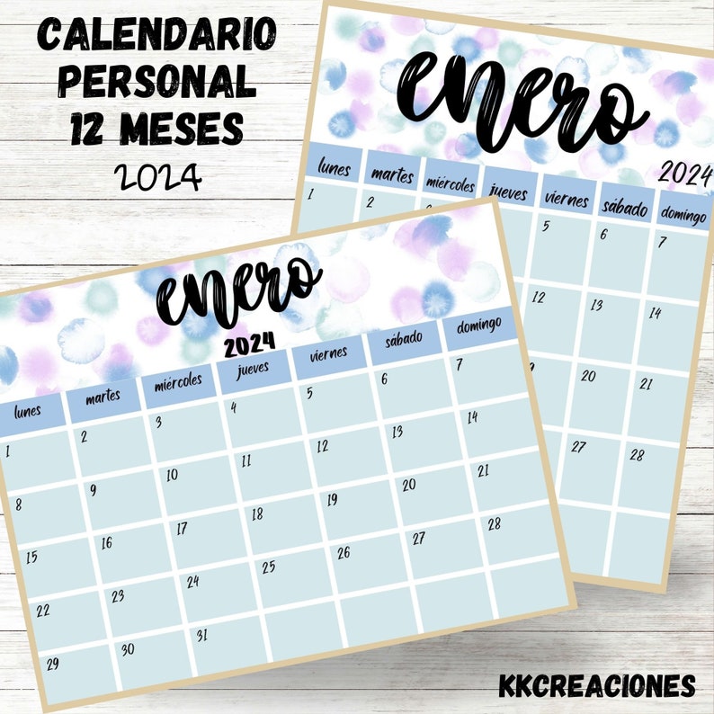 2024 Spanish Printable Calendar With Watercolor Design Calendario ...