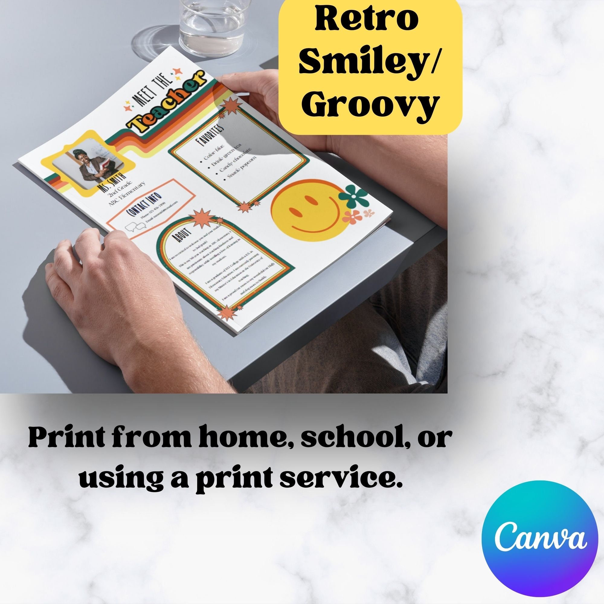 Retro Meet the Teacher Canva Template | Back to School | Retro Decades ...