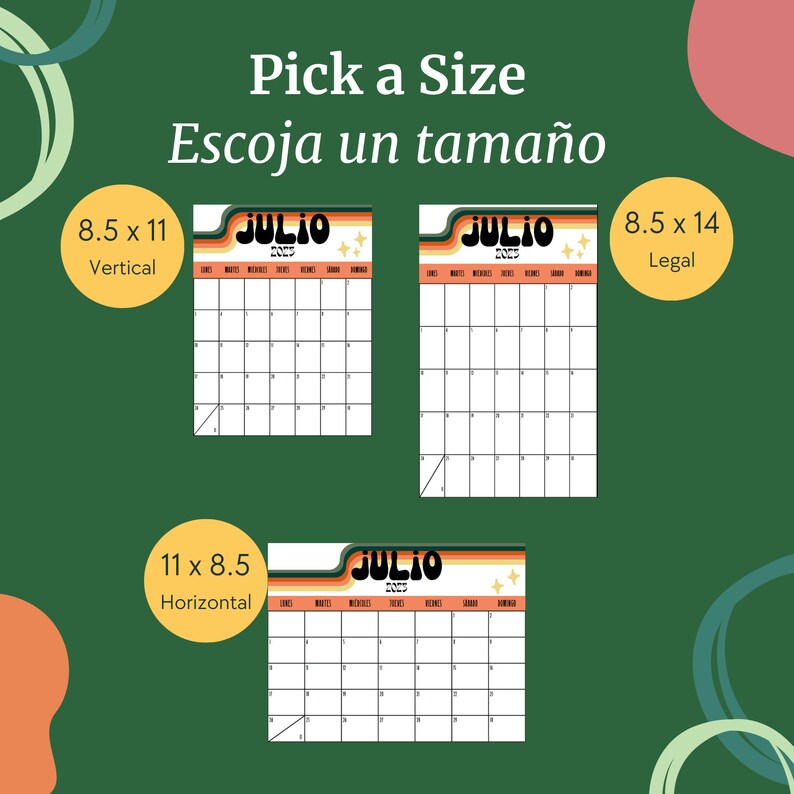 Custom Calendar Digital Download Calendario Personalizado Descarga ...