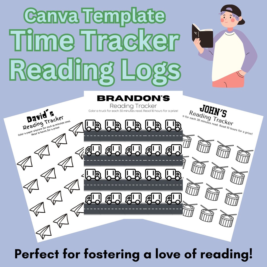 Children's Time Tracker Reading Log | Canva Template | Older Child ...
