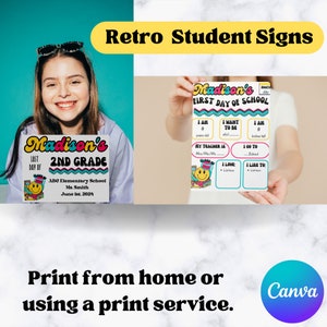 Retro Editable First Day of School Sign Bundle | Back to School Sign ...