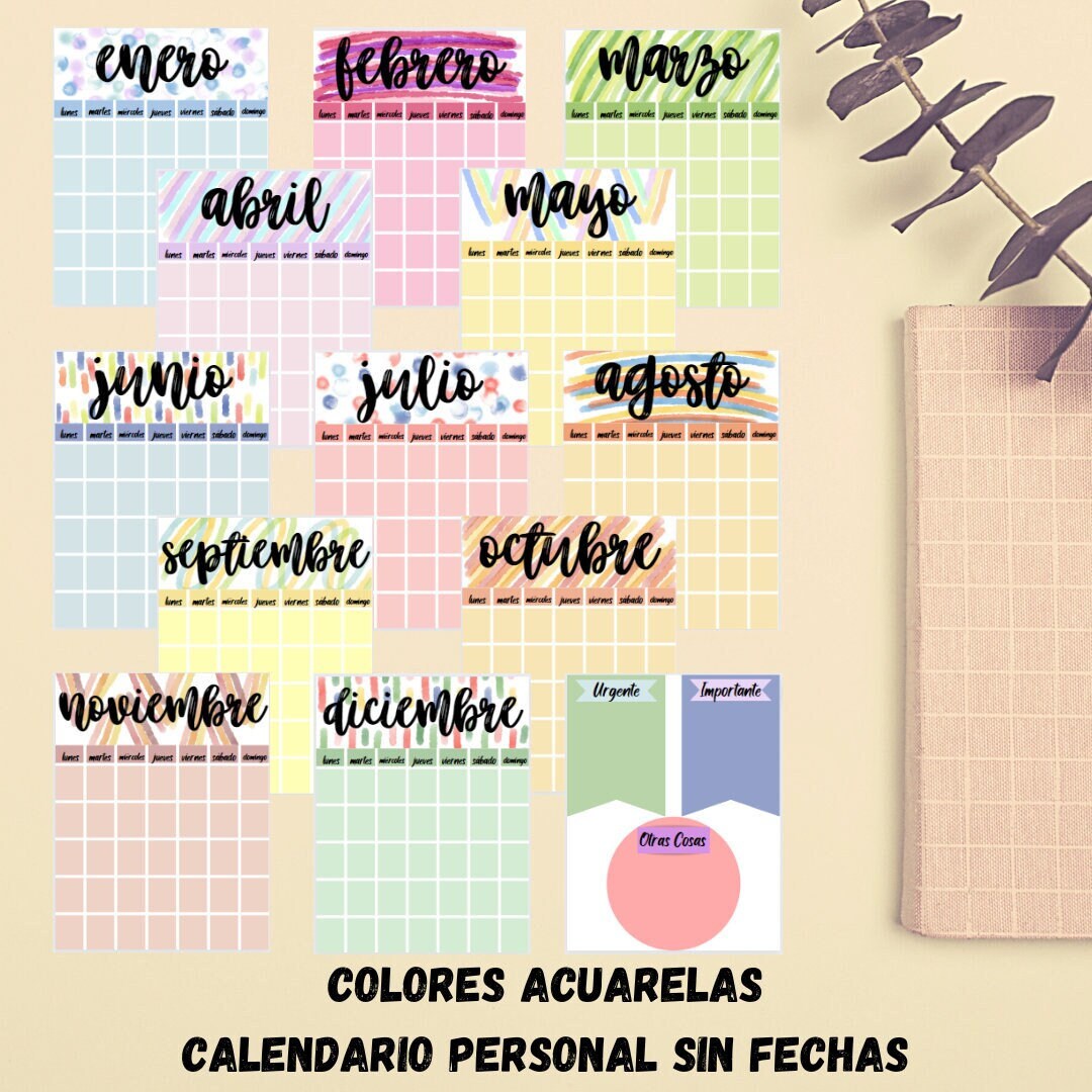 Spanish Watercolor Calendar - Printable - Etsy