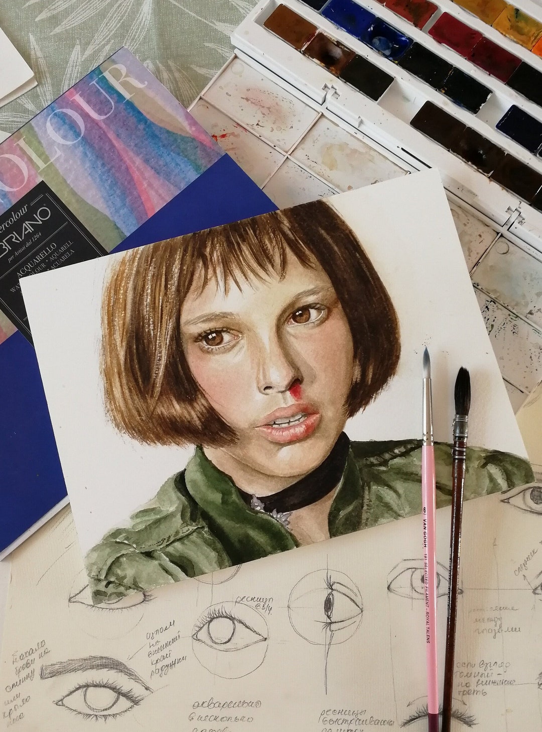 Matilda. Leon. Original Watercolor. Commission Watercolor Portrait From ...