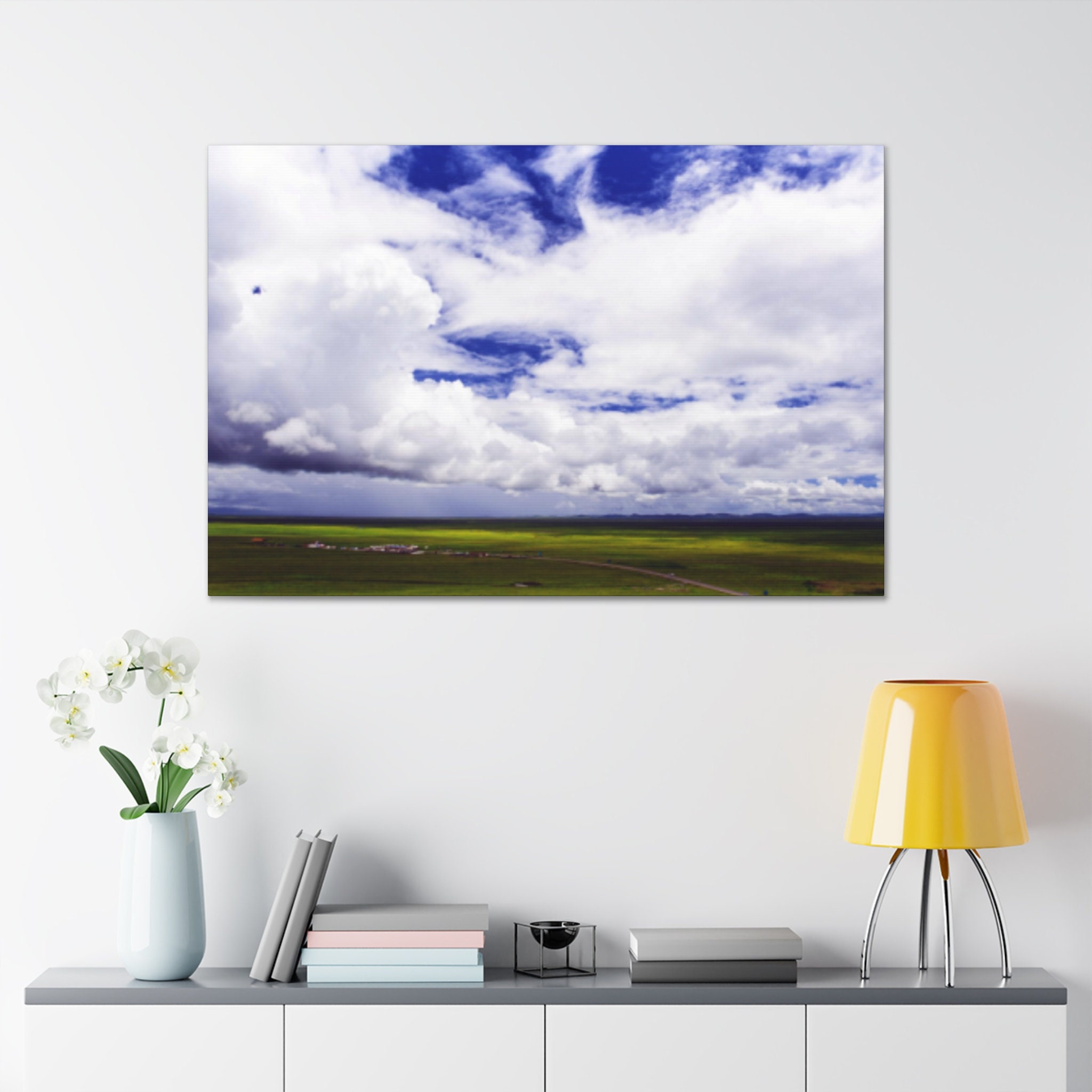 Whimsical Clouds Wall Decor,blue Sky Clouds Canvas Print,light Shining ...