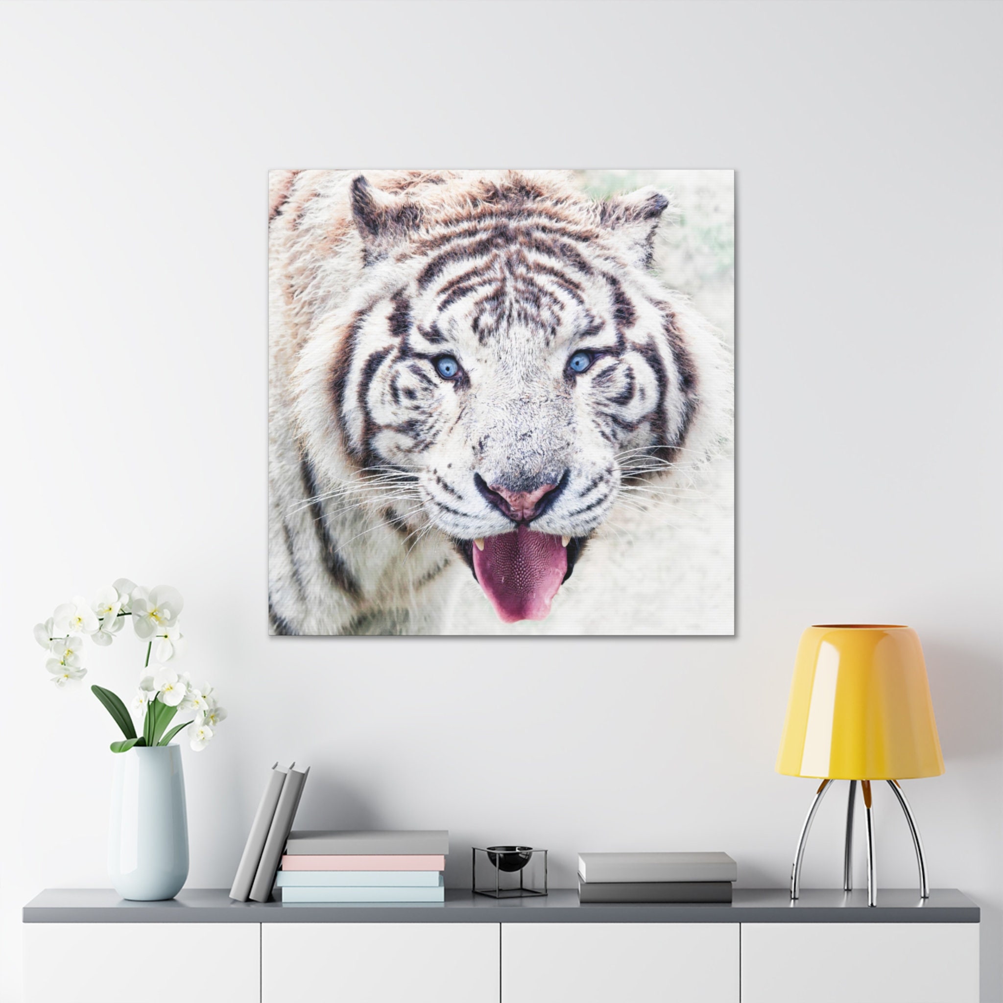 White Tiger Canvas Print,tiger Wall Art,tiger Canvas Print,jungle Wall ...