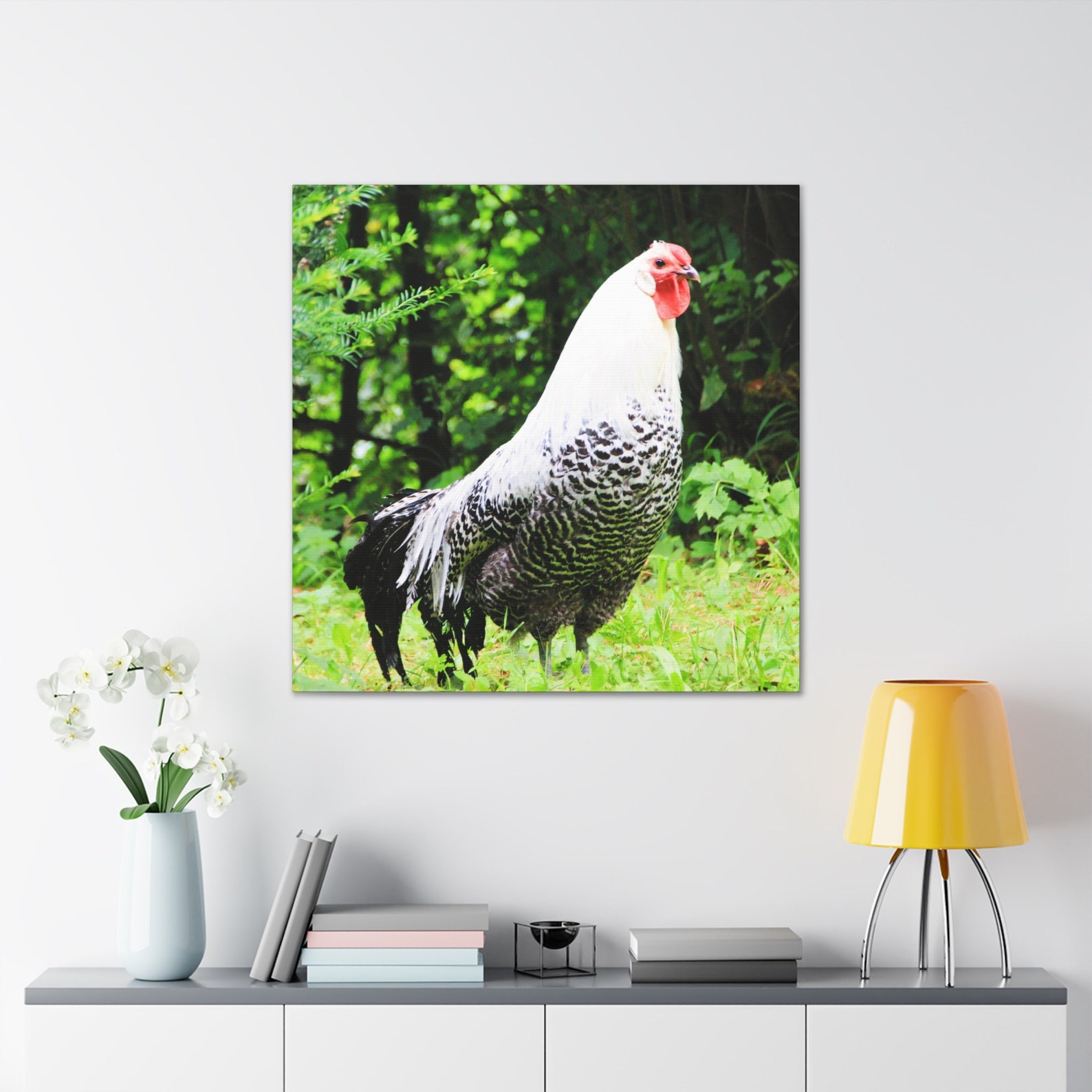 Beautiful Black White Rooster Canvas Print,rooster Canvas Wall Art ...