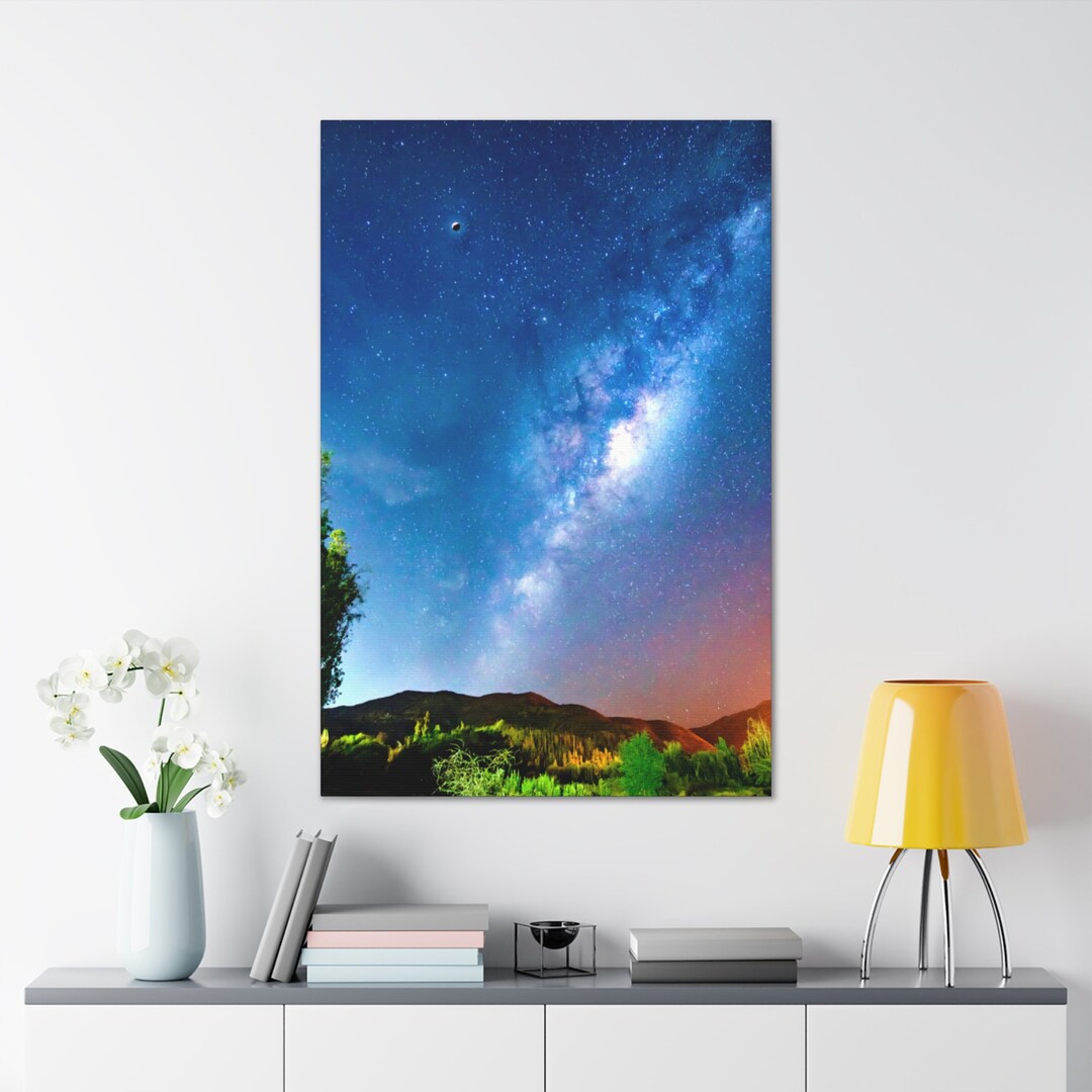 Night Sky Landscape Canvas Print, Nightlight Sky Canvas Print,home ...