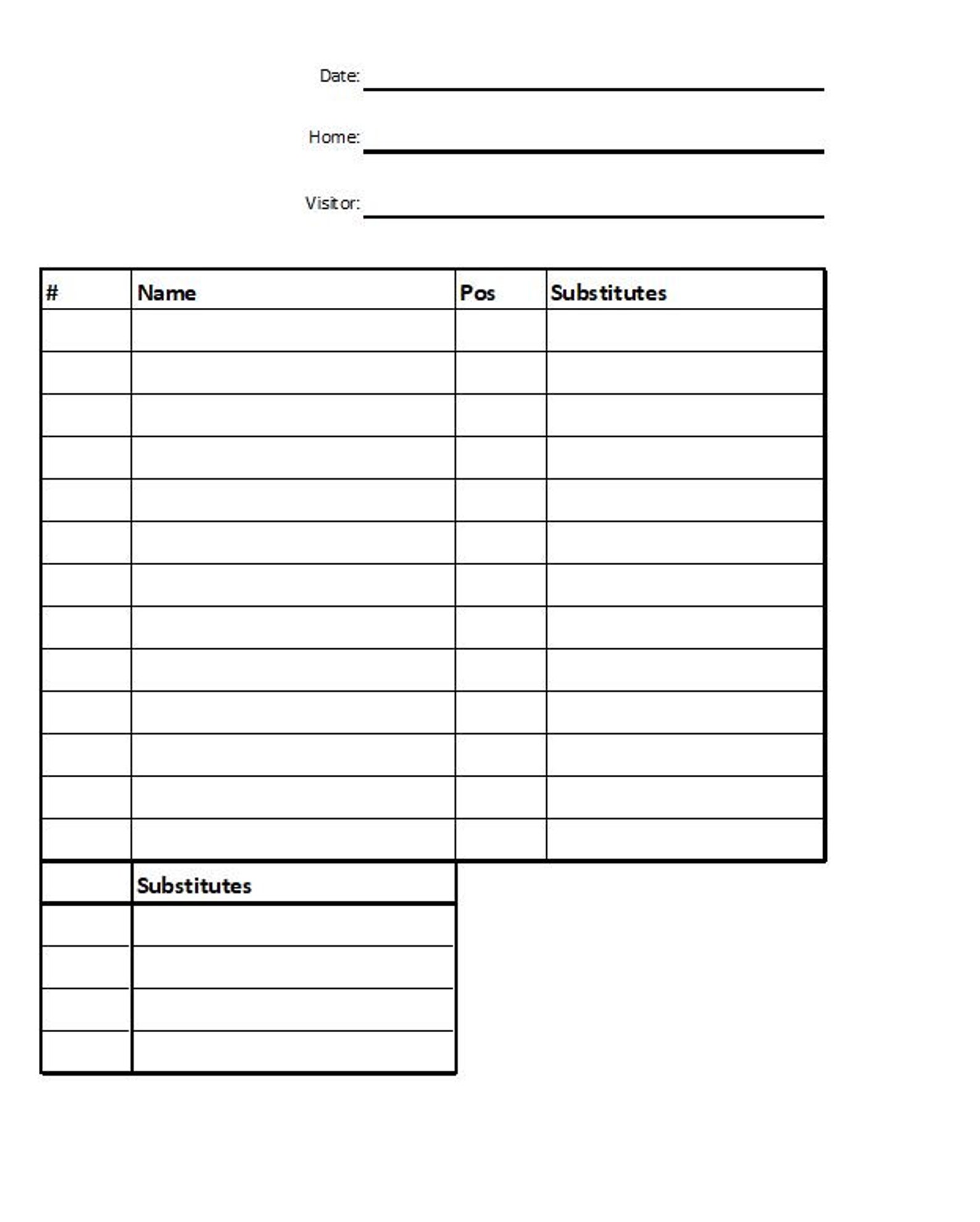 Basic Printable Lineup Card - Etsy