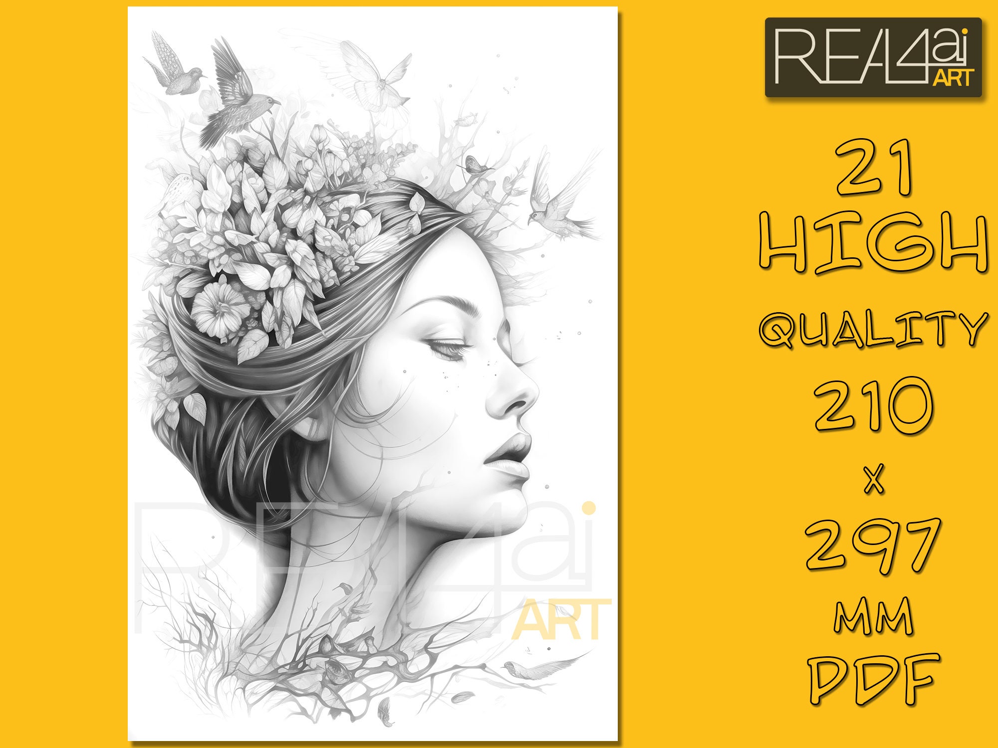 21 Beautiful Woman in My Mind Coloring PDF Book, Adults Kids Instant ...