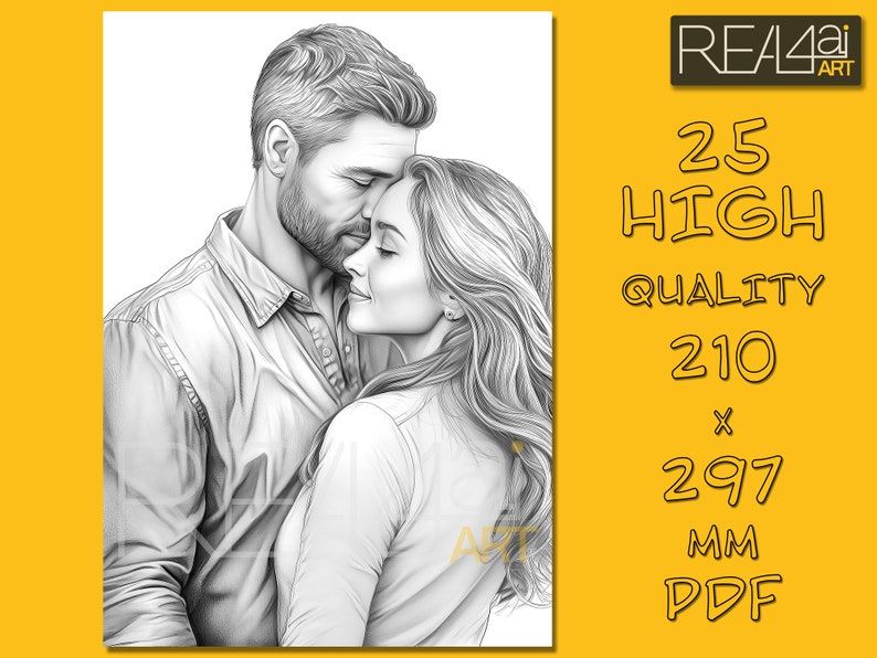 25 Cute Couple Coloring Pages Printable PDF Book, Adults Kids, Instant ...