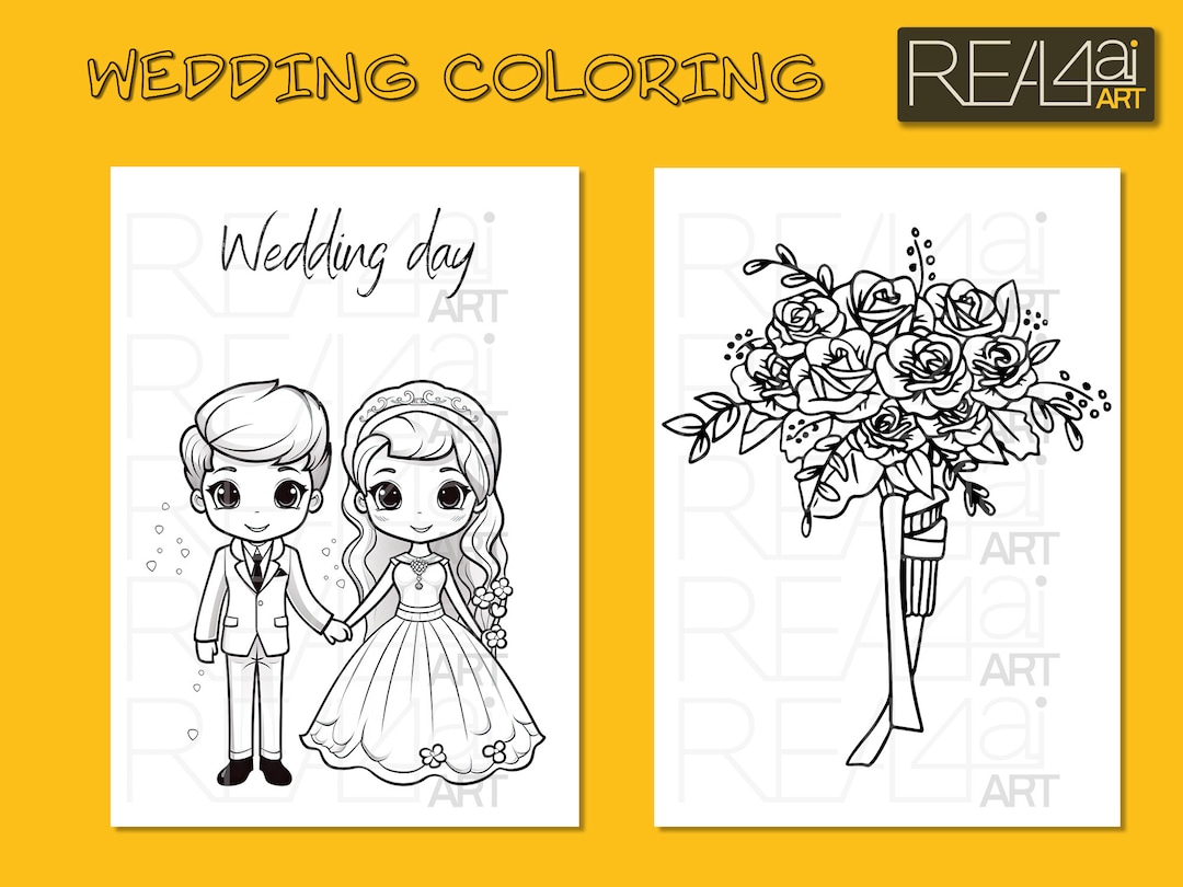 WEDDING COLORING Page, Wedding Kid Coloring, Reception, Wedding ...