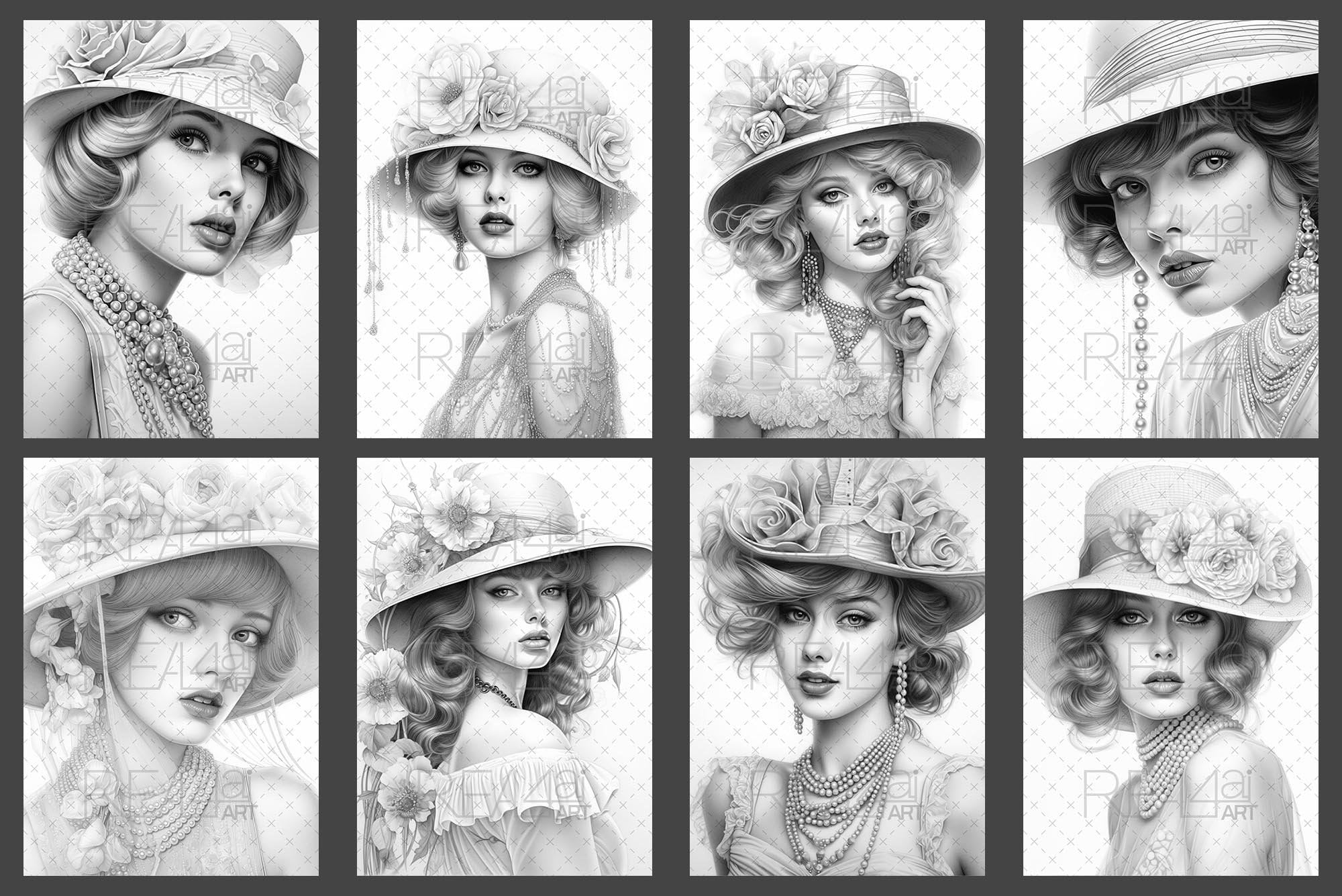 50 Roaring Twenties Gatsby Girls 1920s Coloring Pages PDF Book, Adults ...