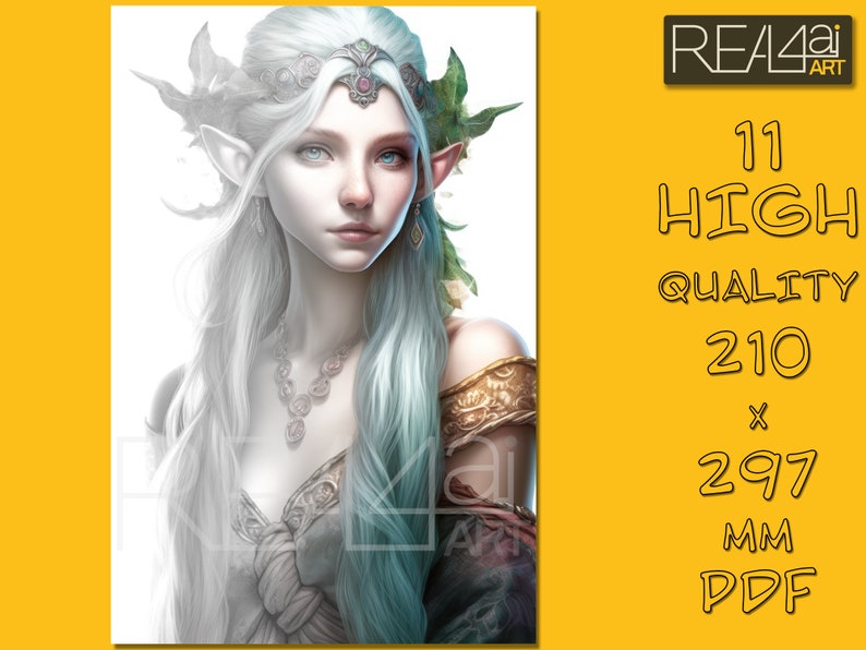 11 Enchanted Female Elves Coloring Pages PDF Book 4 Adults - Etsy