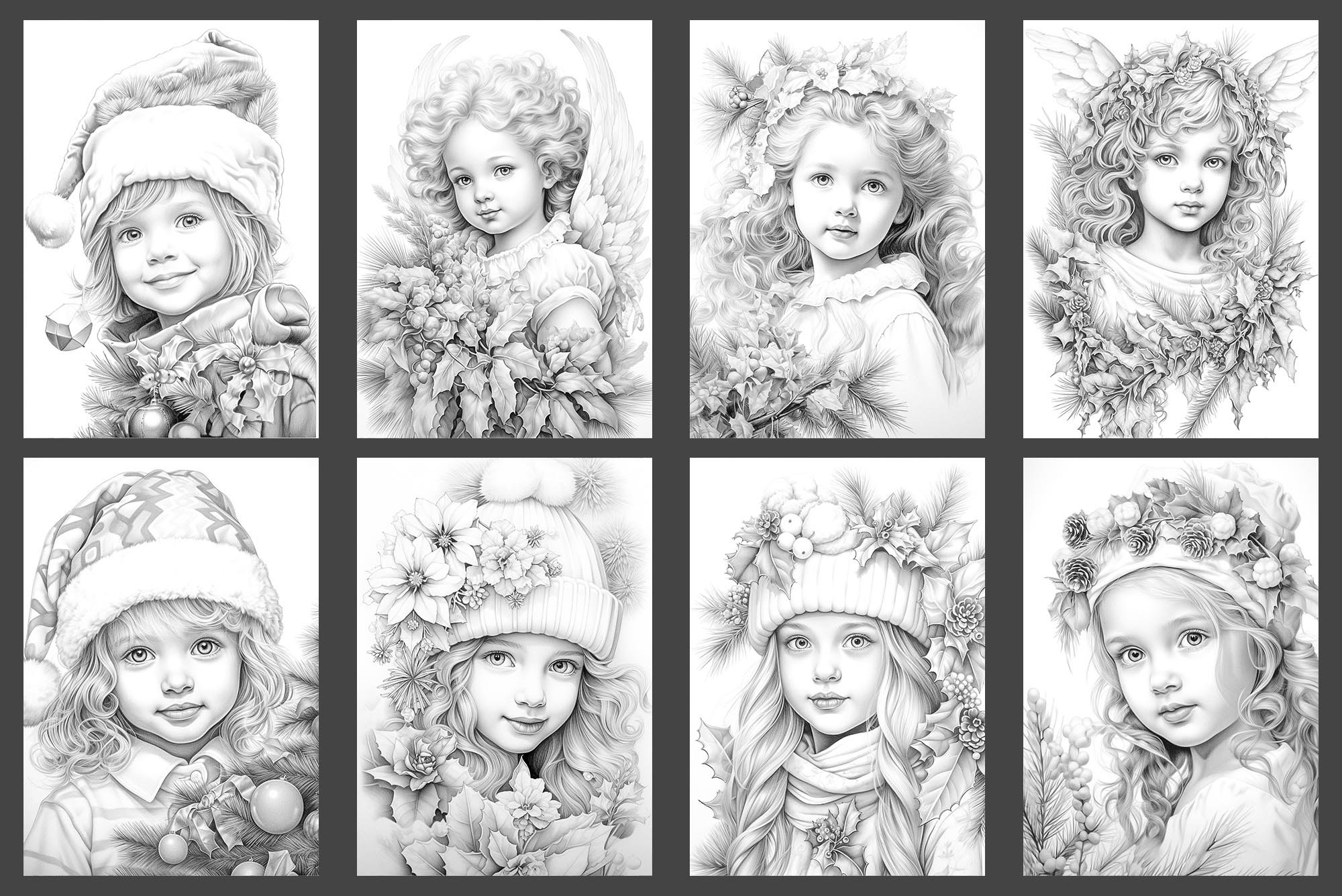 43 Christmas Girls Coloring Pages PDF Book, Adults Kids Instant ...