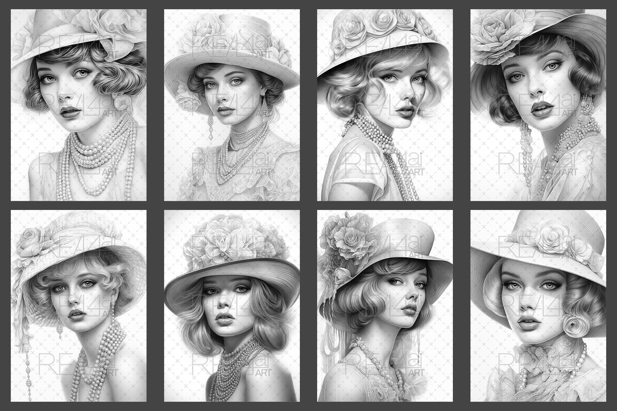 50 Roaring Twenties Gatsby Girls 1920s Coloring Pages PDF Book, Adults ...