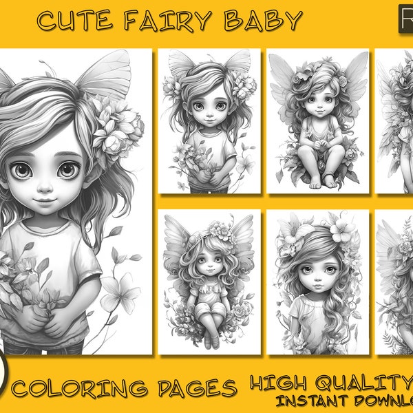 Baby Fairy Coloring Pages - Etsy