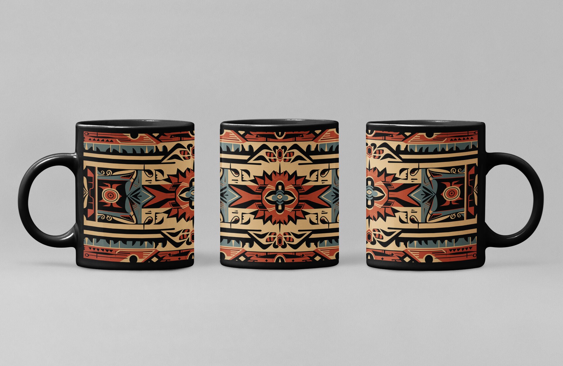 Native American/indigenous People Tribal Designed 11oz Black Ceramic ...