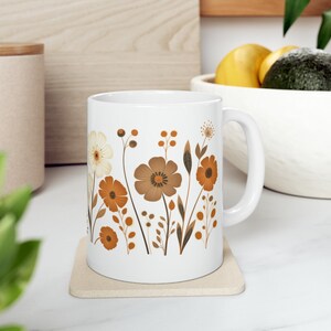 Floral Coffee Mug, Earthy Tones, Flowers, Gardeners Coffee Mug, Coffee ...