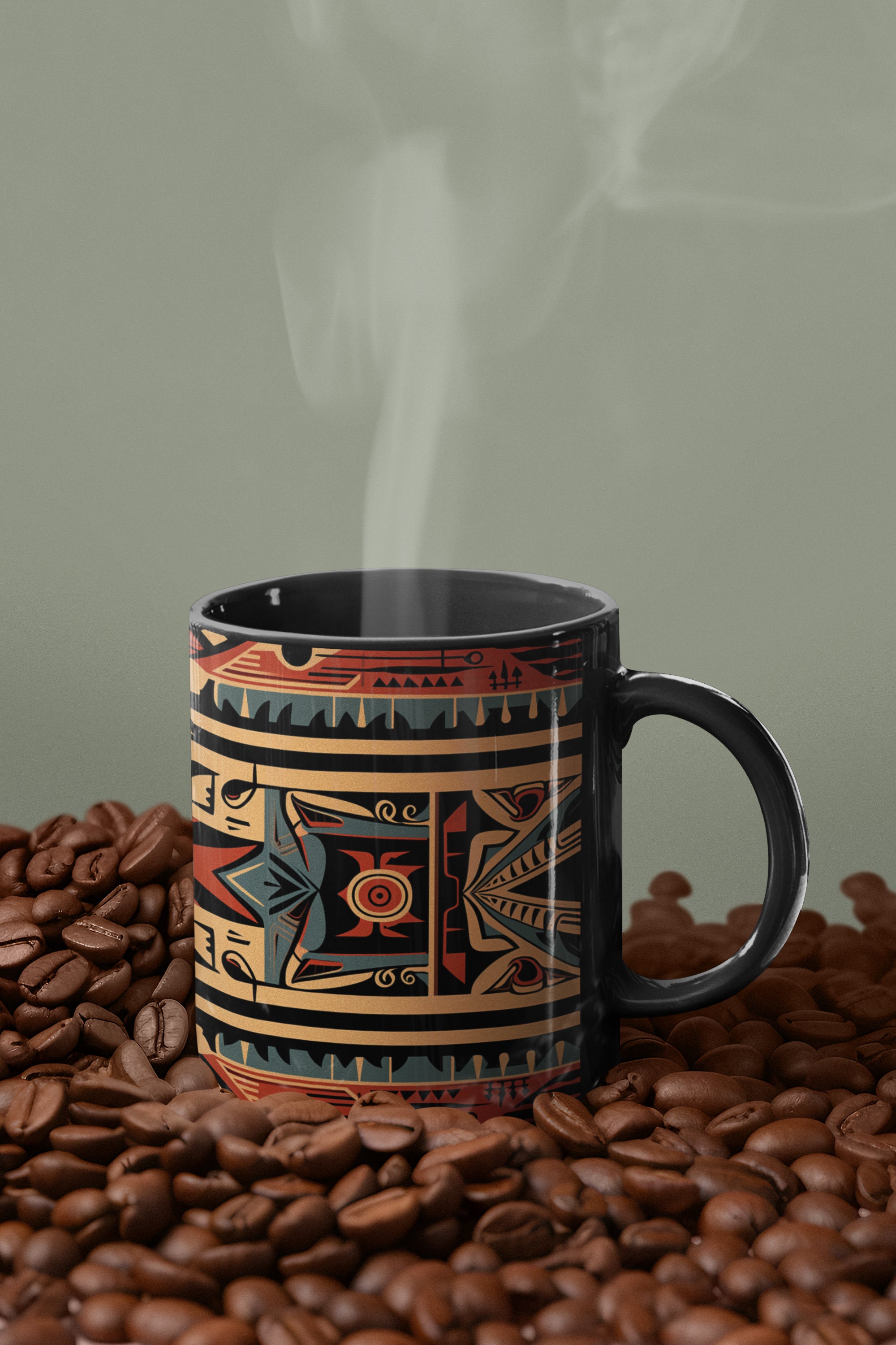 Native American/indigenous People Tribal Designed 11oz Black Ceramic ...