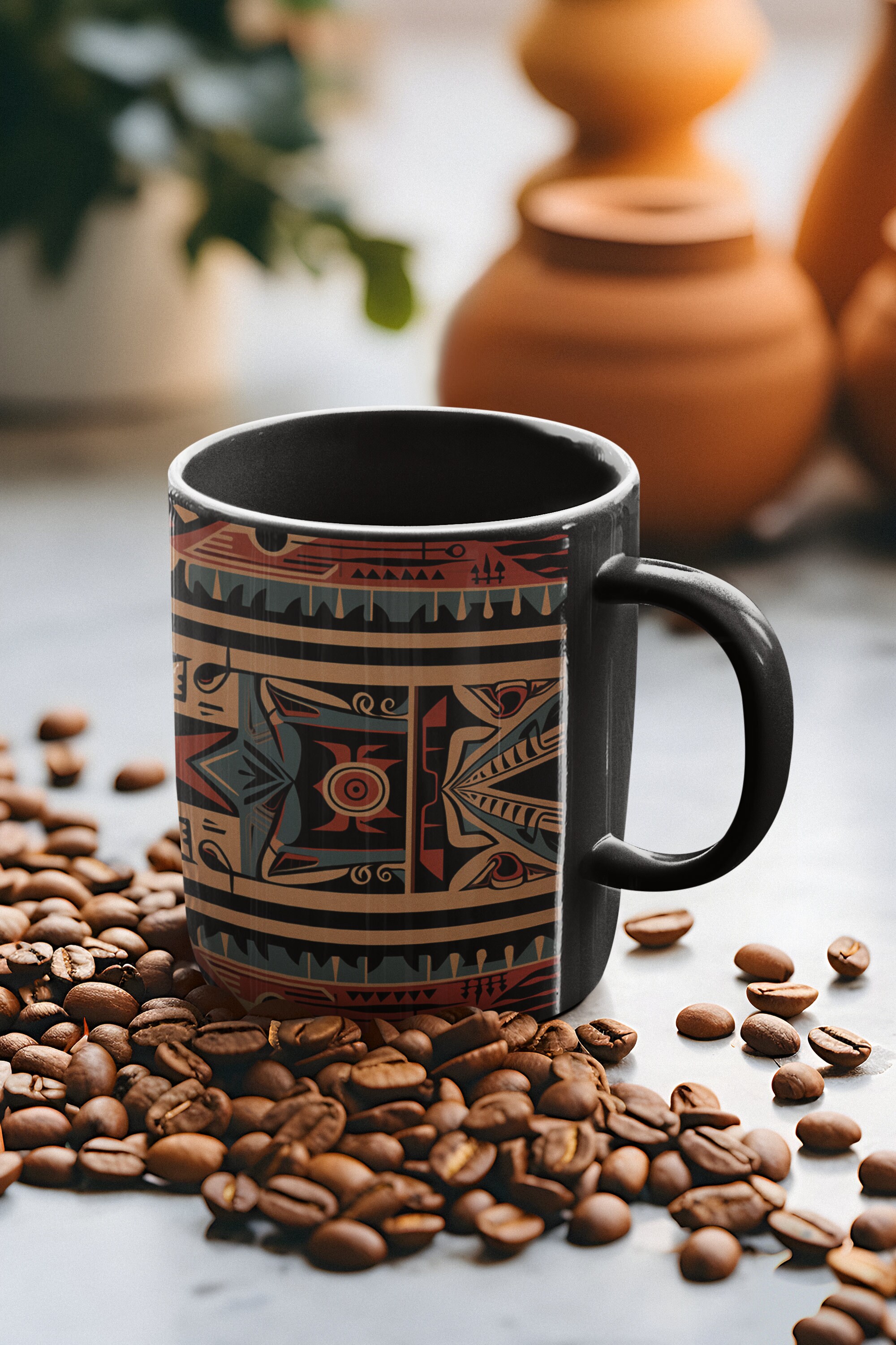 Native American/indigenous People Tribal Designed 11oz Black Ceramic ...