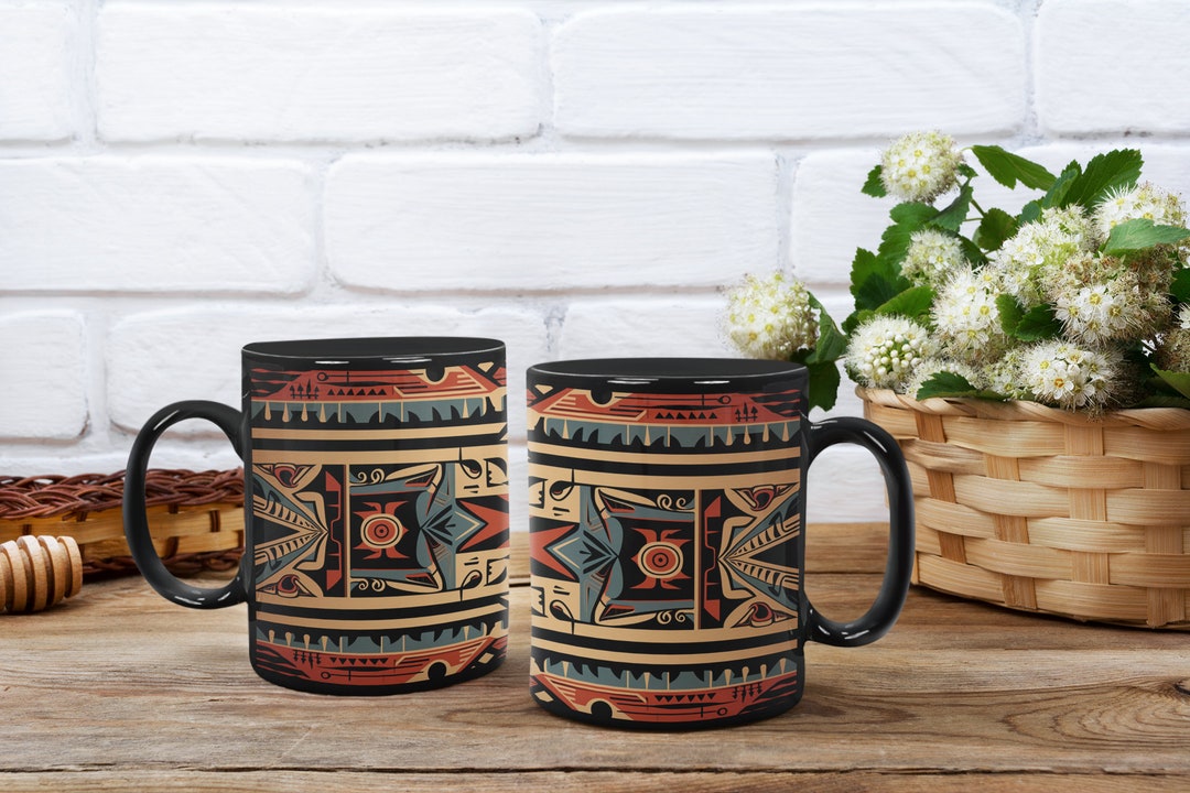 Native American/indigenous People Tribal Designed 11oz Black Ceramic ...