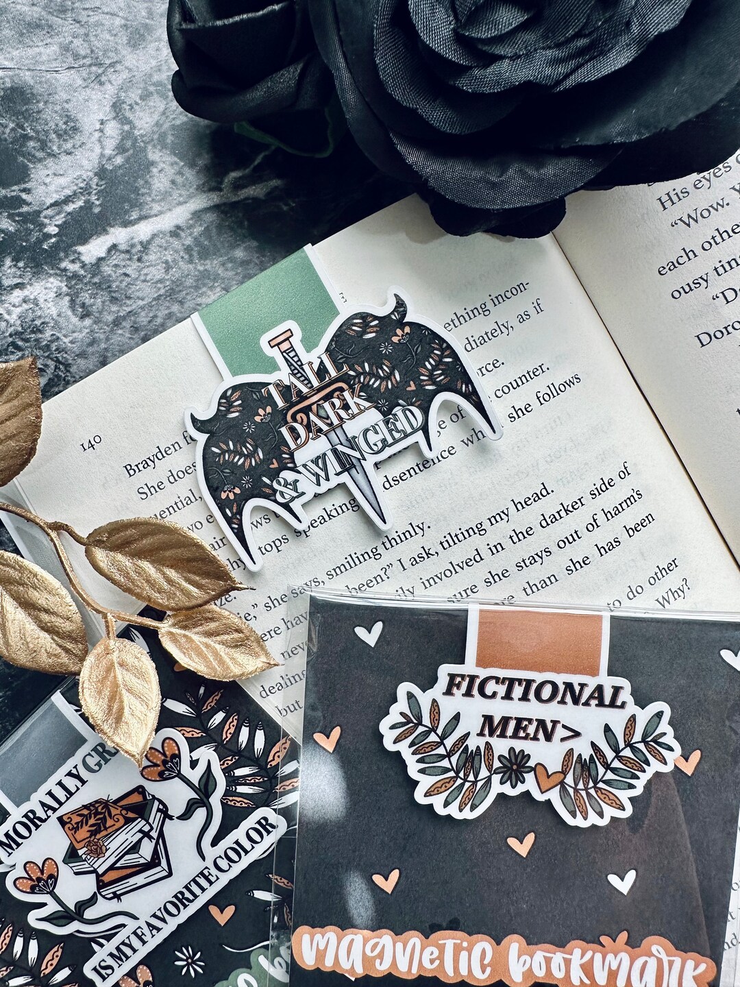 Tall Dark and Winged Magnetic Bookmark Vinyl Bookish Magnetic Bookmark ...
