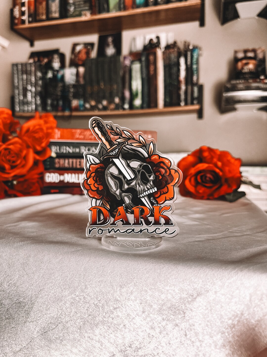 Dark Romance Bookshelf Stand | Bookshelf Decor | Acrylic Sign for ...