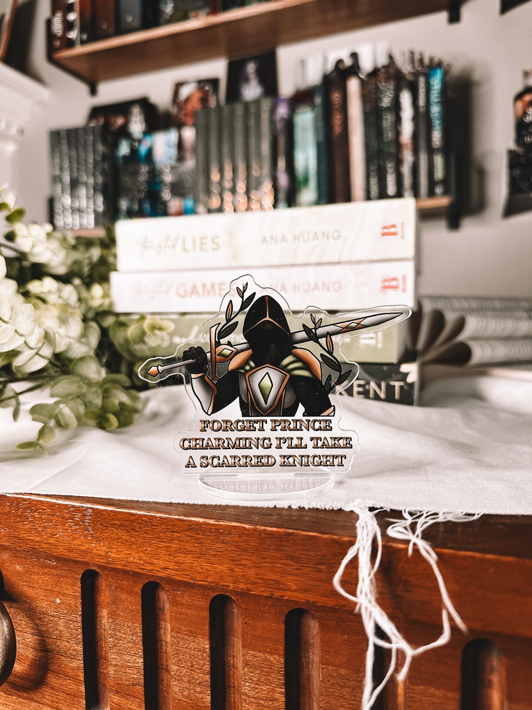 Scarred Knight Bookshelf Stand | Bookshelf Decor | Acrylic Sign for ...