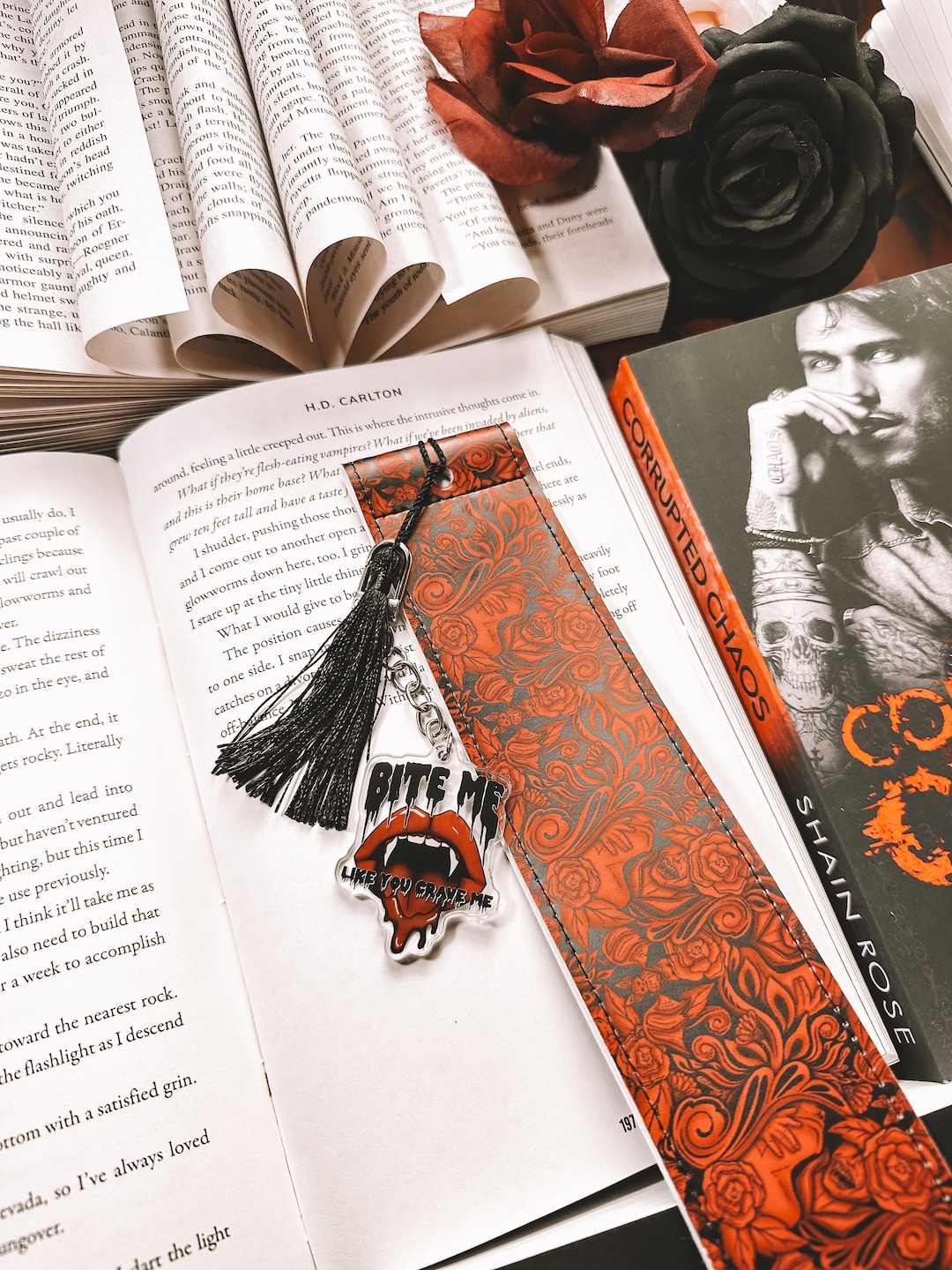 Bite Me Bookmark Charm | Bookish Key Chain | Book Key Chain | Book ...